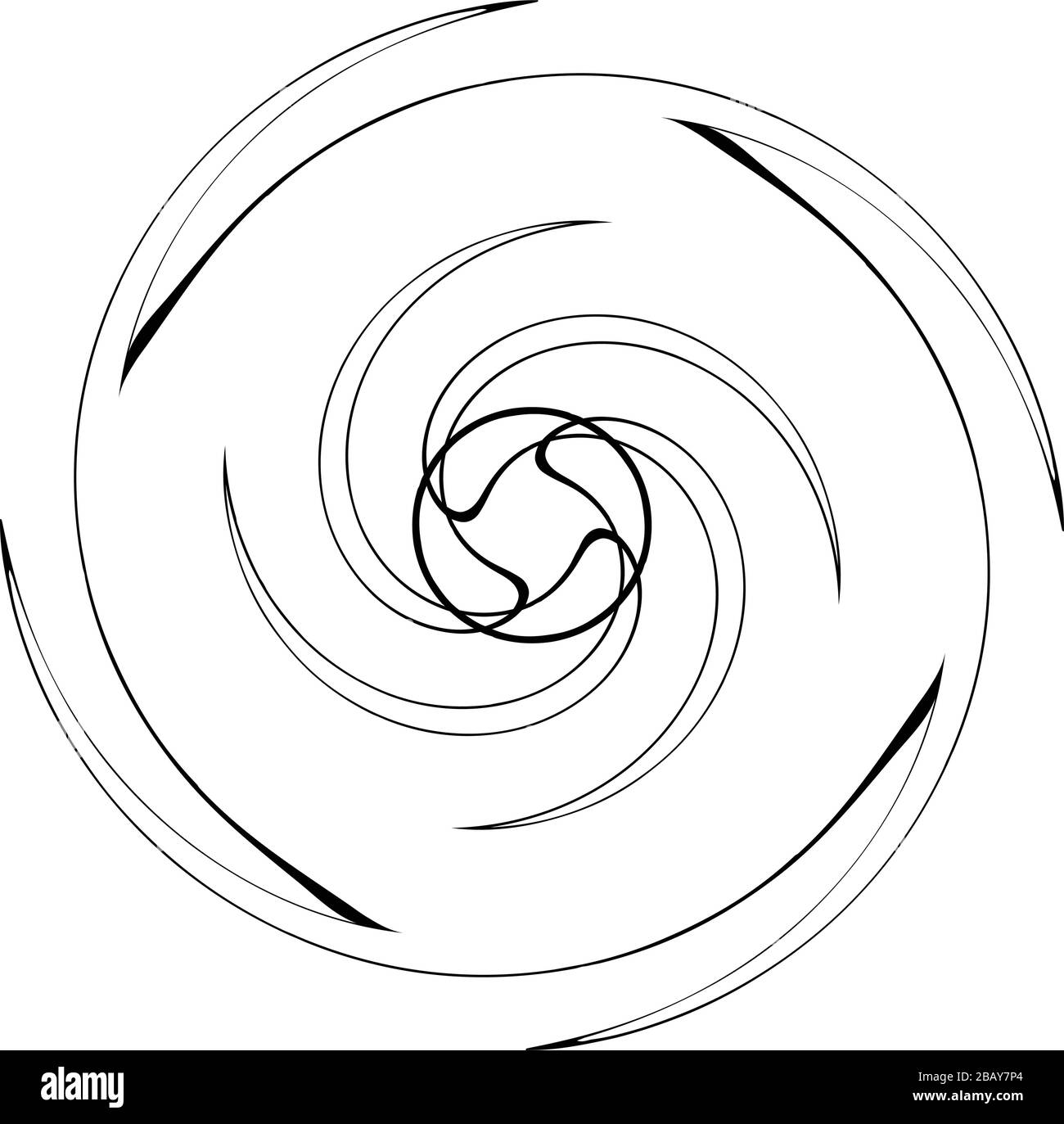 Monochrome volute, vortex shapes. Twisted helix elements. Rotation ...