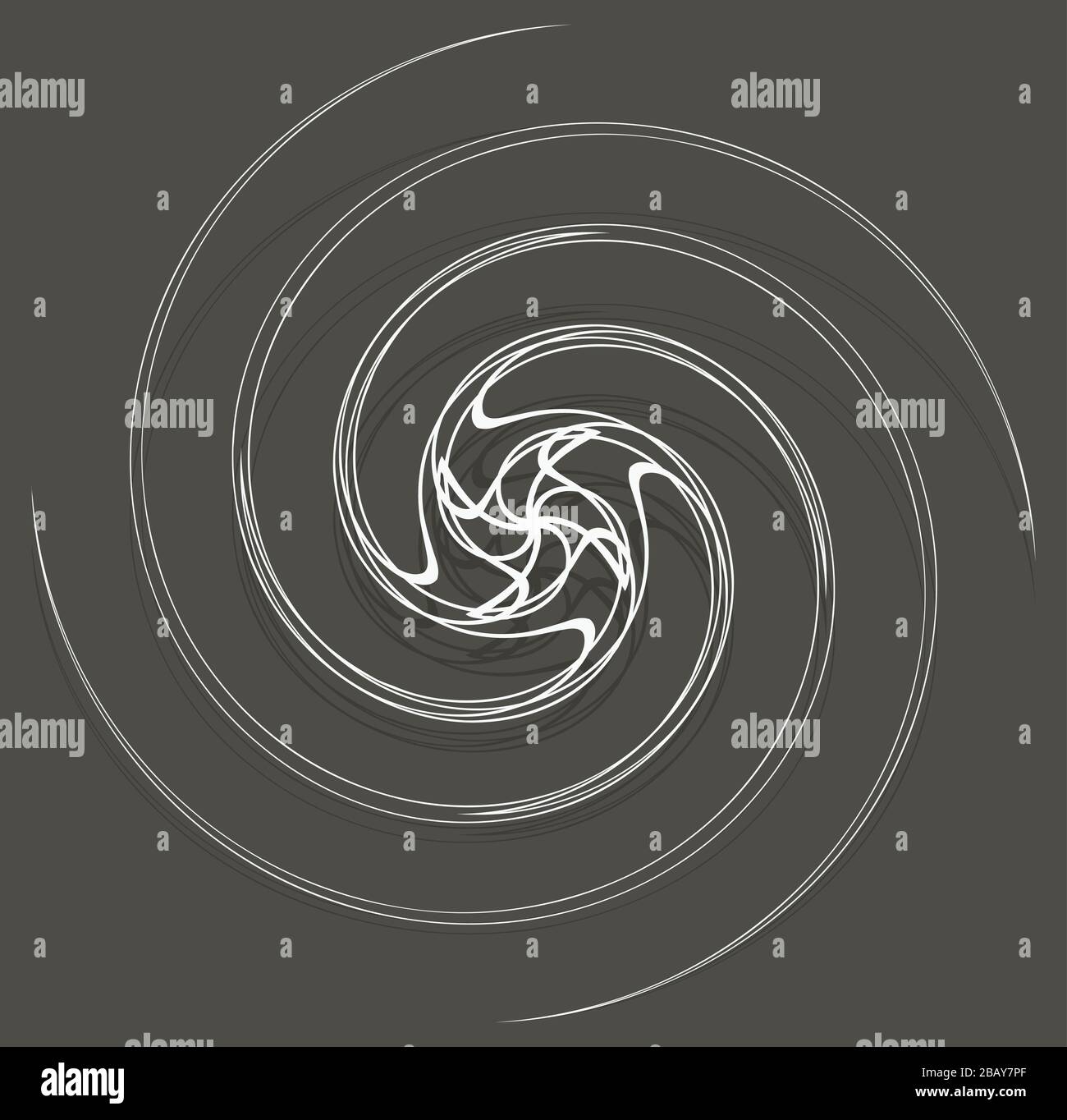 Monochrome volute, vortex shapes. Twisted helix elements. Rotation ...