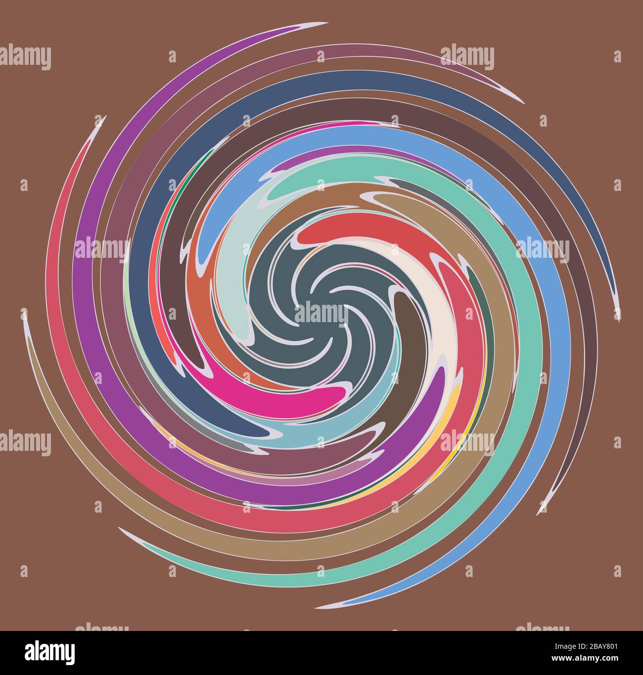Single mottled, multi-color and colorful spiral, swirl, twirl element ...
