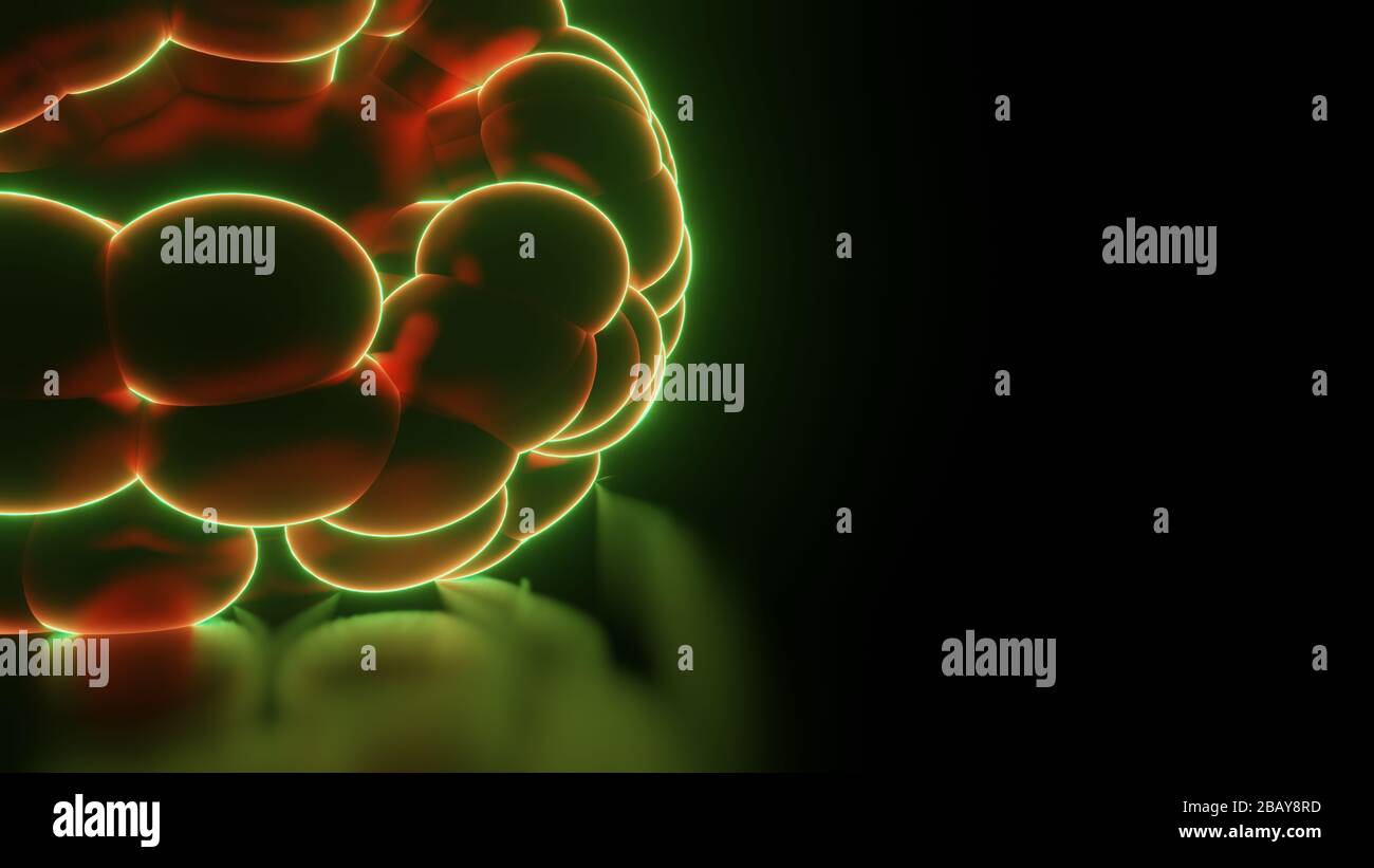 Digital illustration of a cell against a black background with space ...
