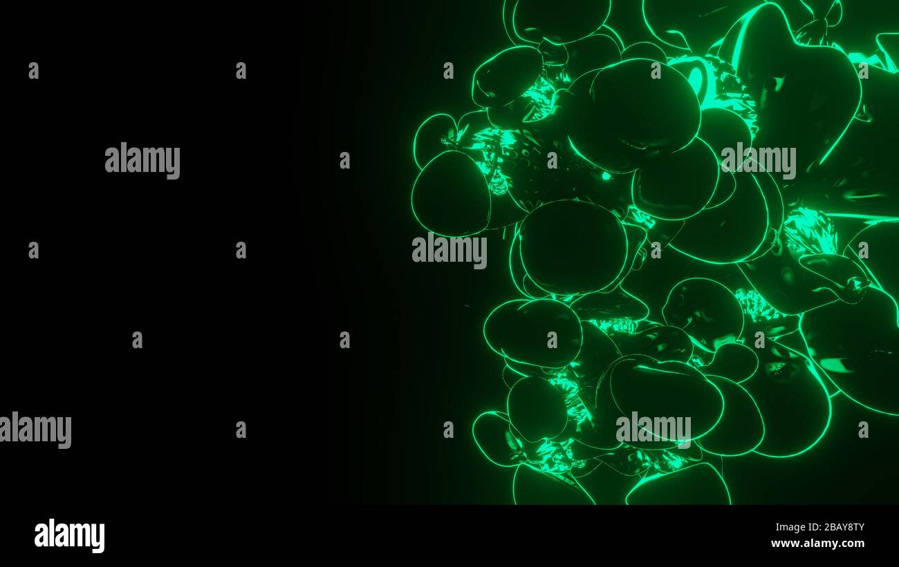 Digital illustration of multiplying bacterial cells against a black ...
