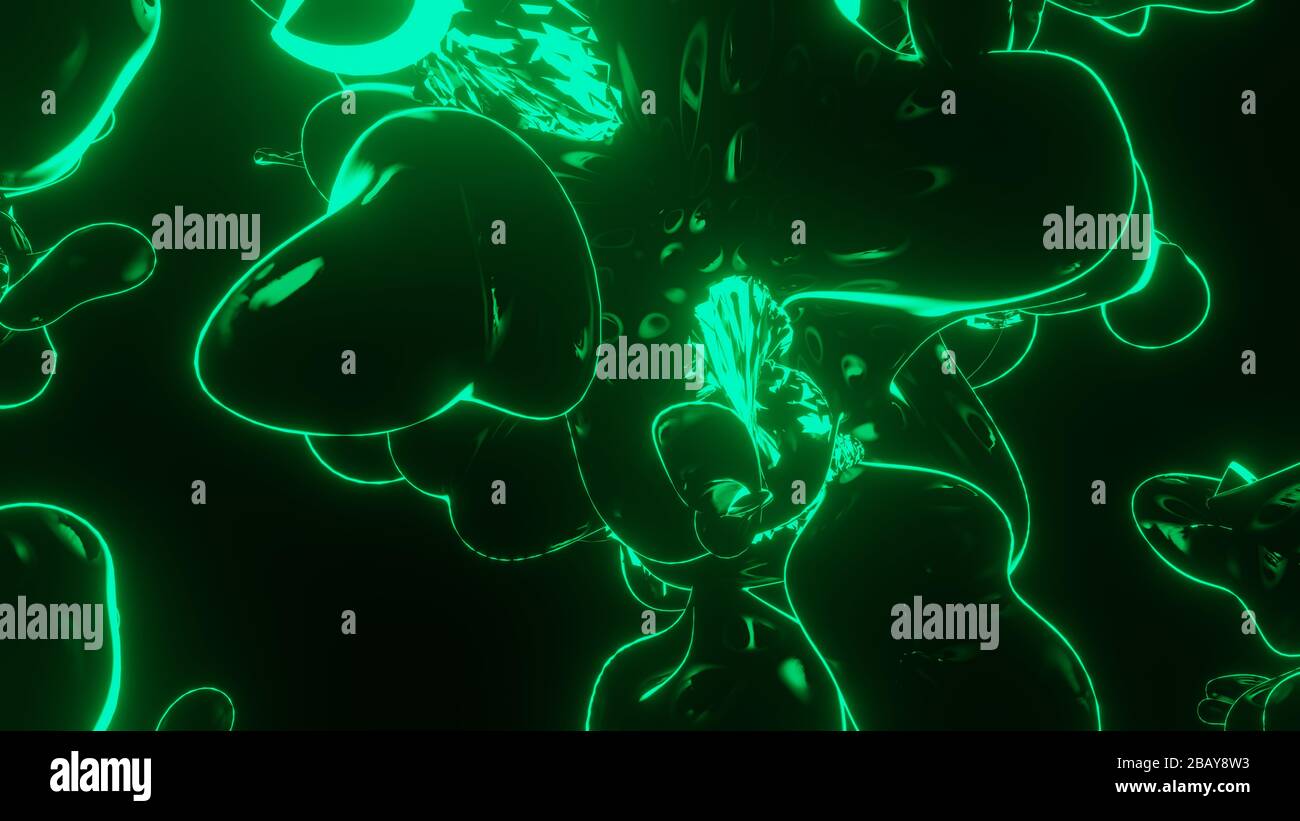 Digital illustration of multiplying bacterial cells against a black ...