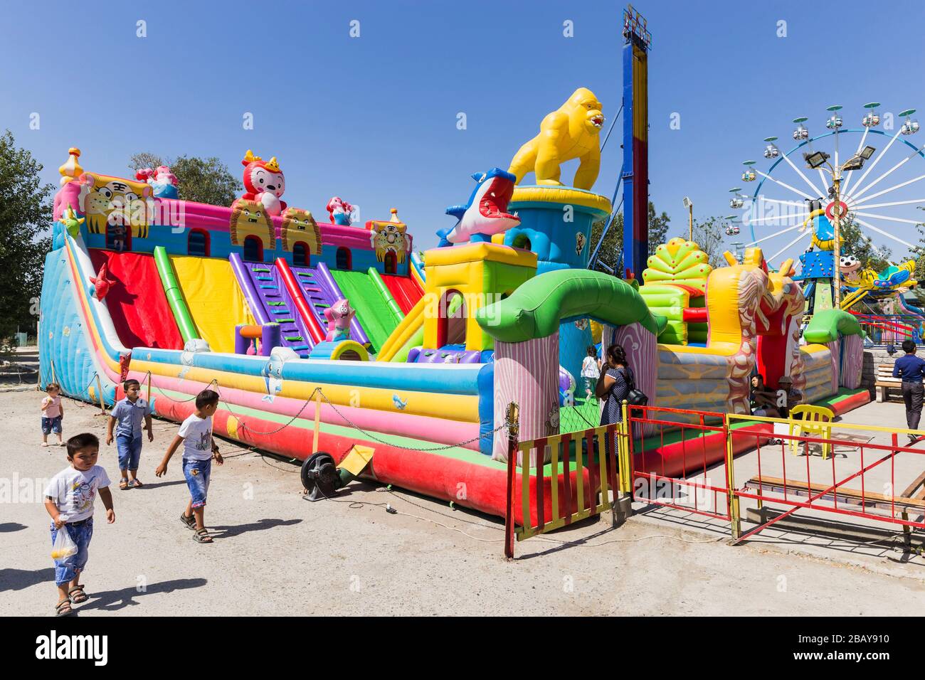 Small amusement park in the Samani park, Bukhara, Buchara, Uzbekistan ...