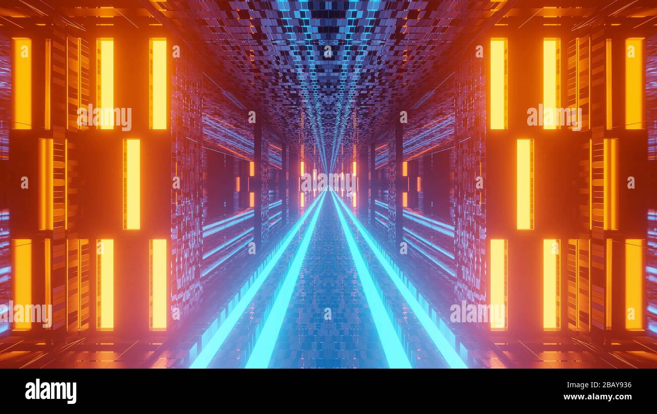 Futuristic tunnel corridor neon lights Stock Photo - Alamy
