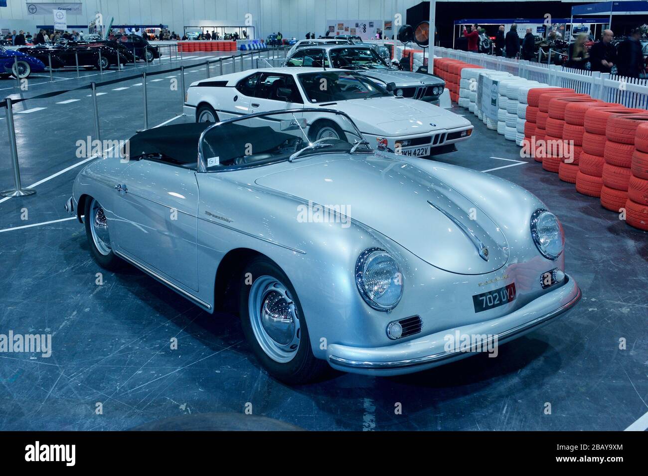 Silver Porsche 356A Speedster at a classic car show, other classics in ...