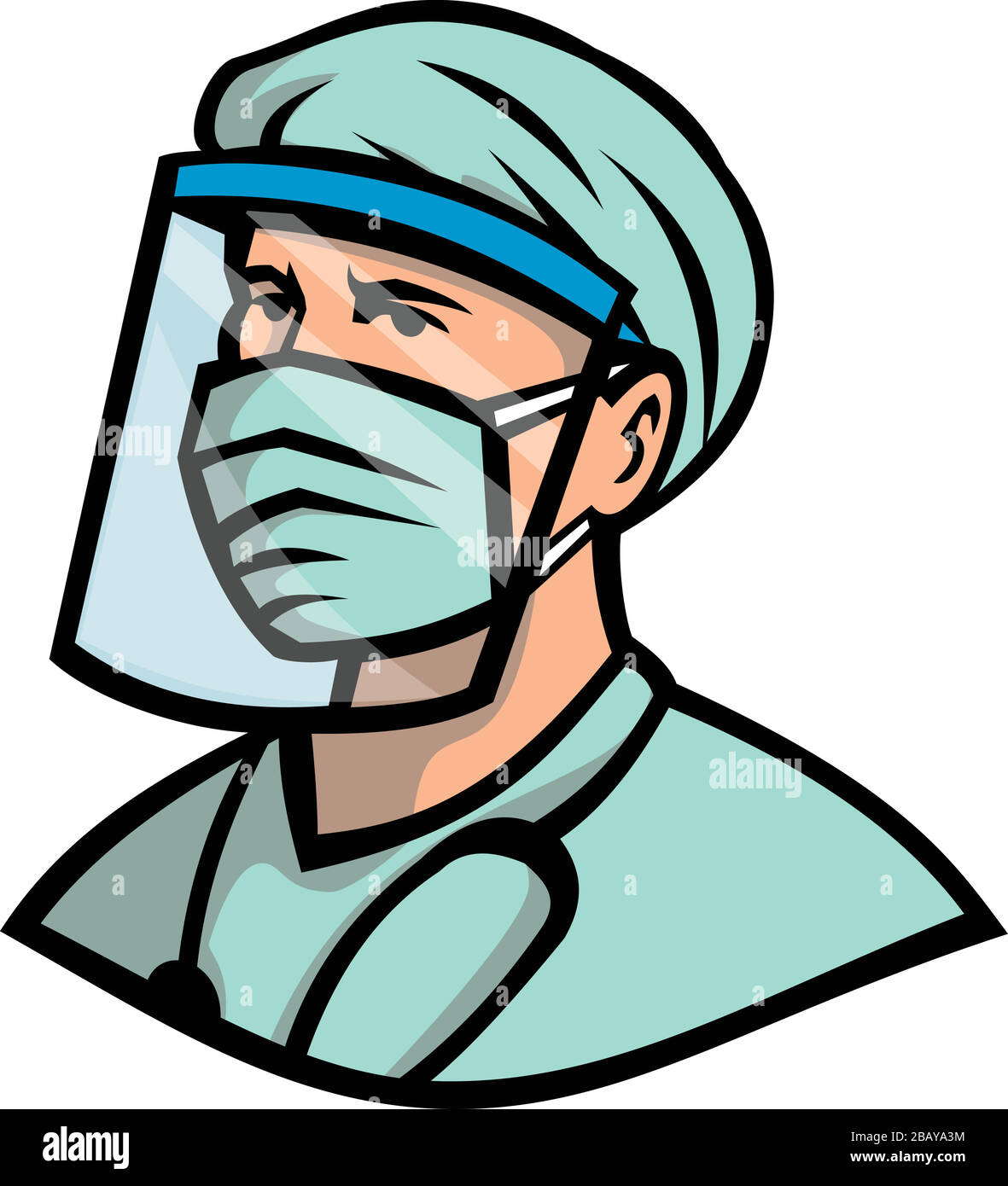 Mascot icon illustration of bust of a medical professional, nurse ...