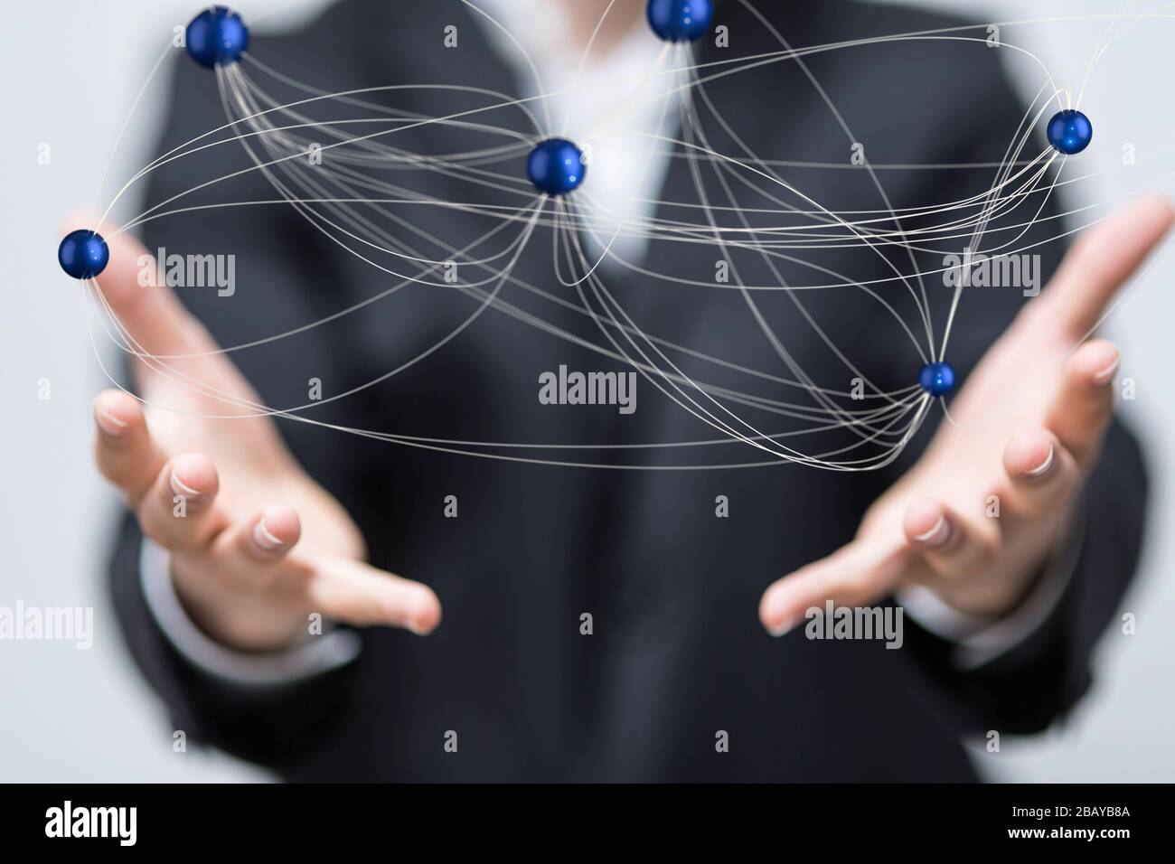 A hand touching map point, network connection, international meaning ...