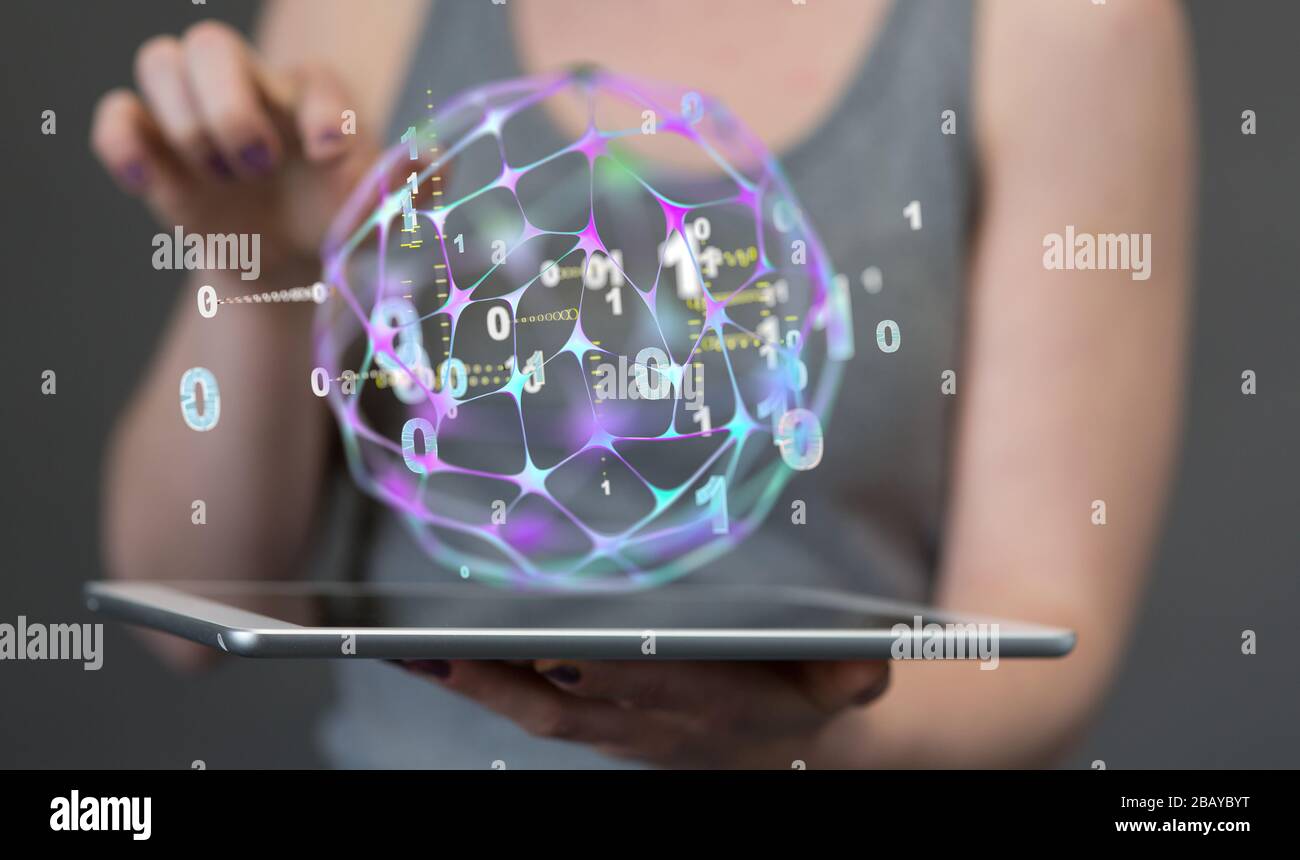 A connected symbols for digital, interactive and global communication ...
