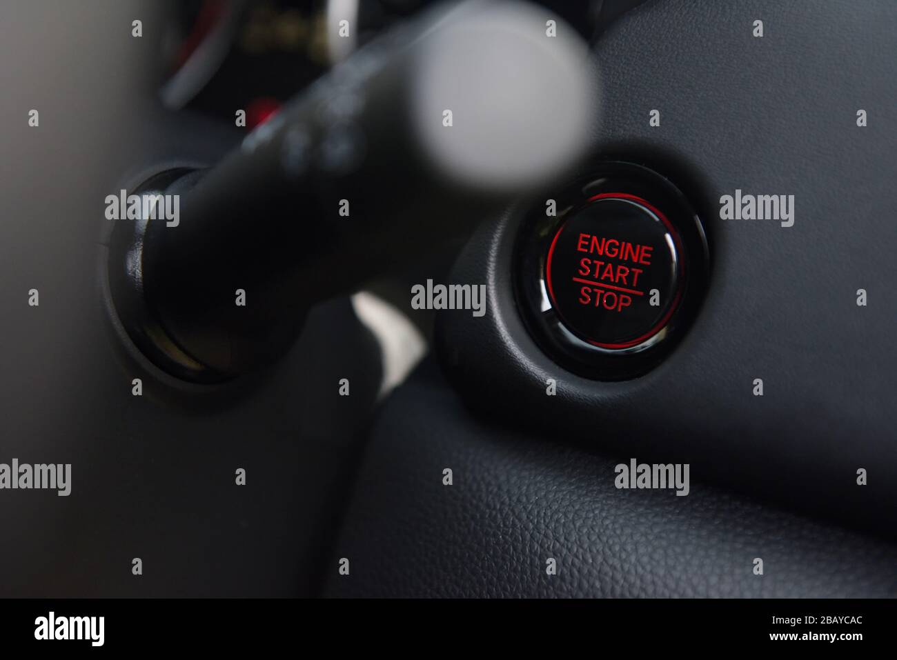 engine start stop with red light in a new technology car engine start ...