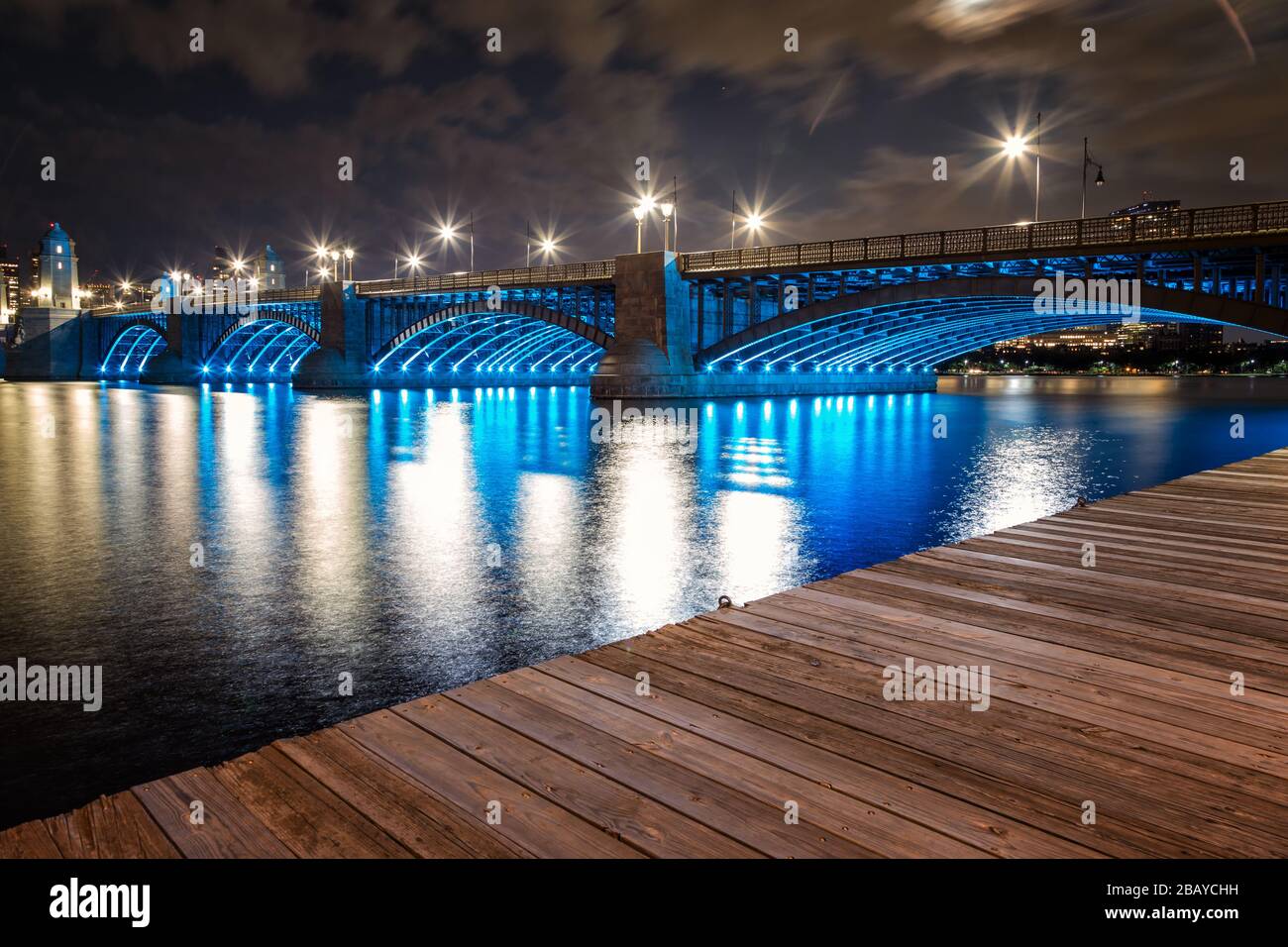 Long Fellow Bridge at Night in Boston Stock Photo - Alamy