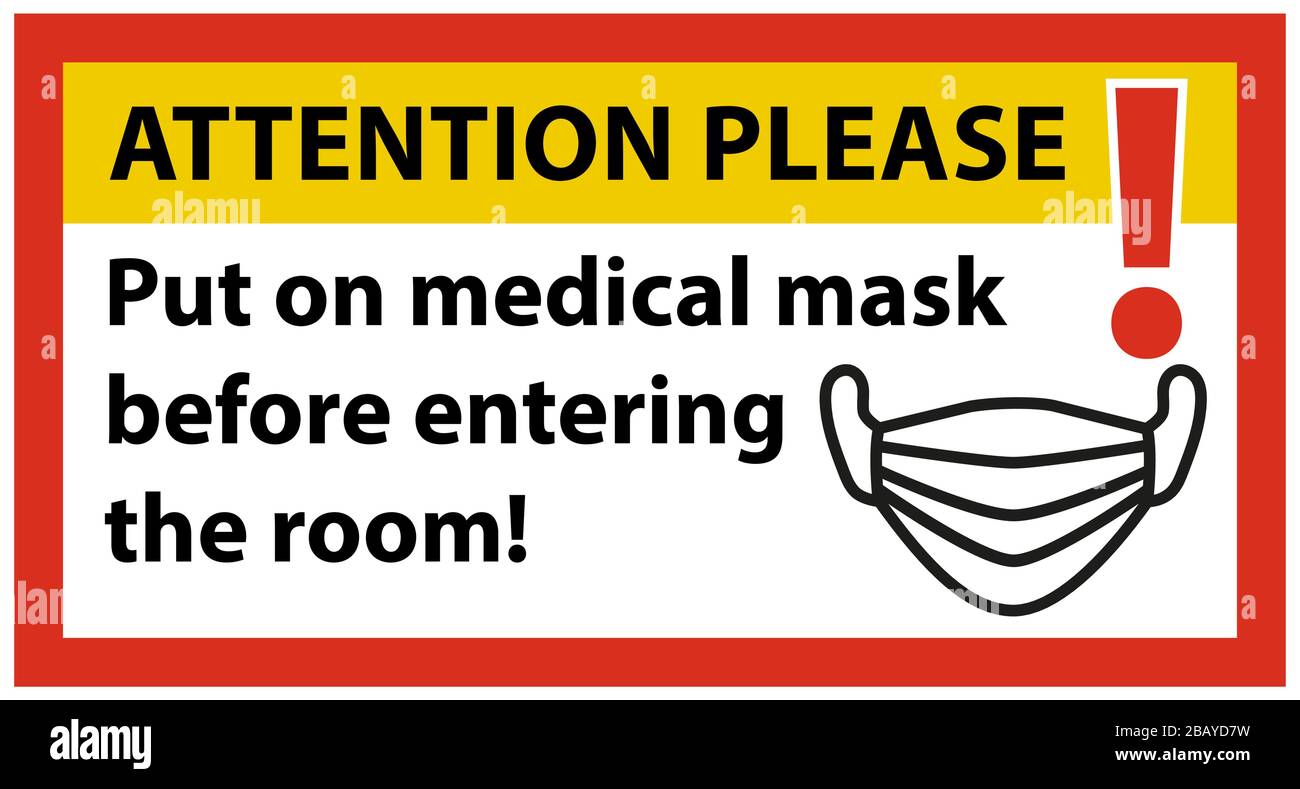 Coronavirus sign. Medicine mask icon. Entering the room only in mask ...