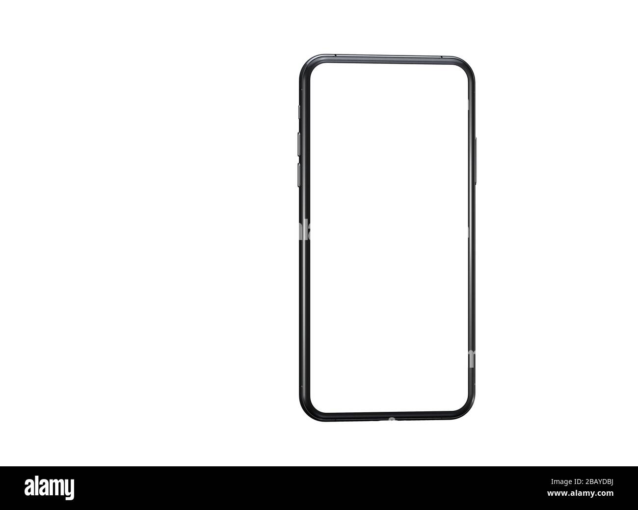 Smartphone with a white screen behind a white background Stock Photo ...