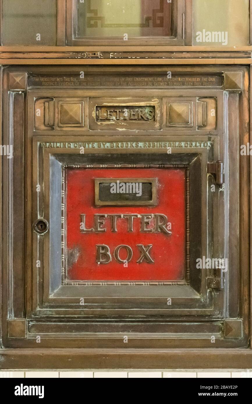 Letter box in the historic Nicholas Building in Melbourne's CBD Stock ...