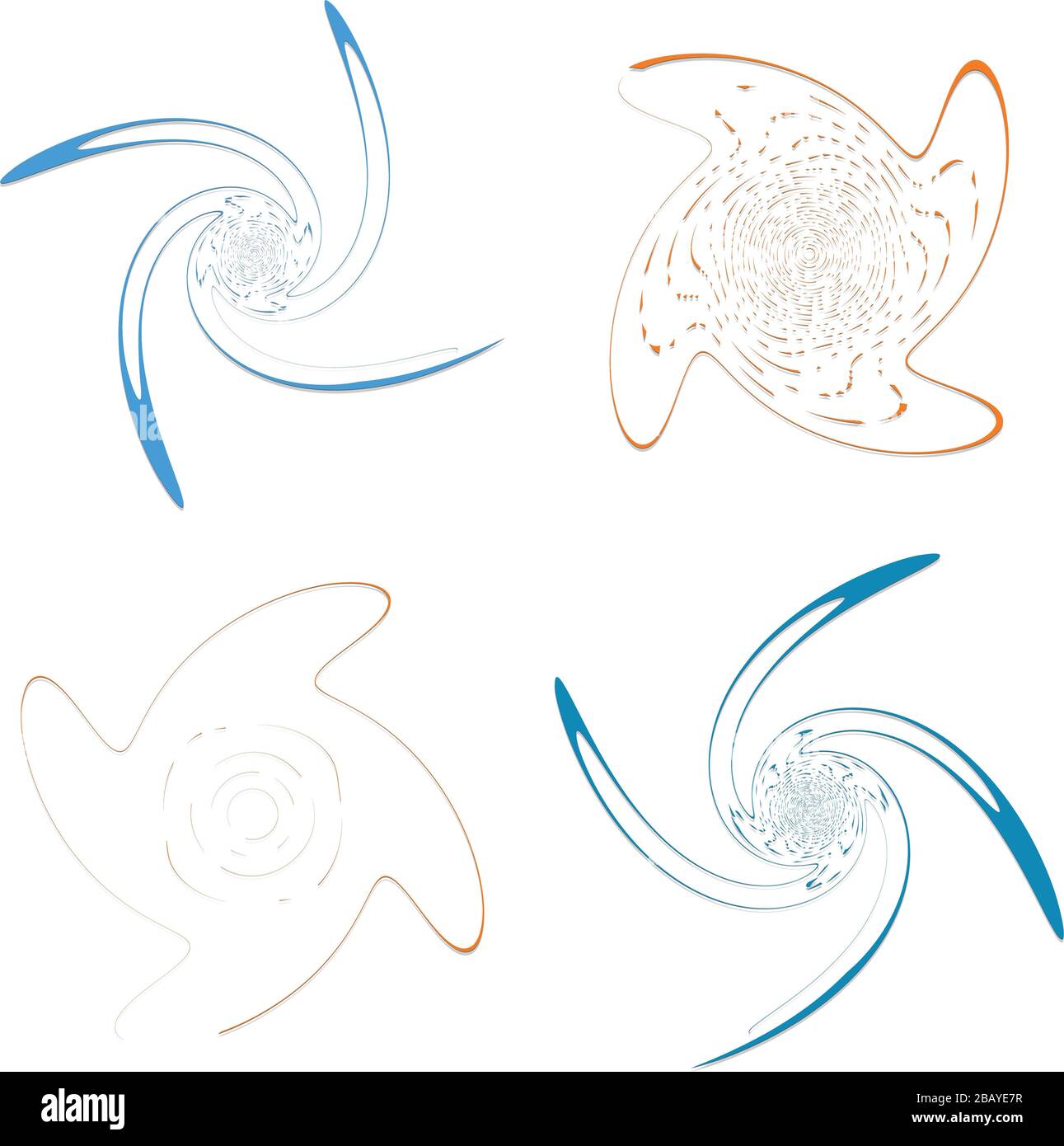 Set of single-colored,monochrome twirl, swirl. Shape with rotation ...
