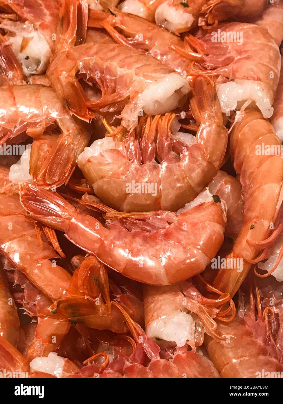 Shrimp tails ready to be bought in a fish shop Stock Photo - Alamy