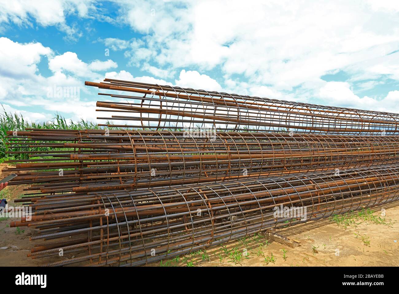 Construction of steel grid, used in bridge construction Stock Photo - Alamy