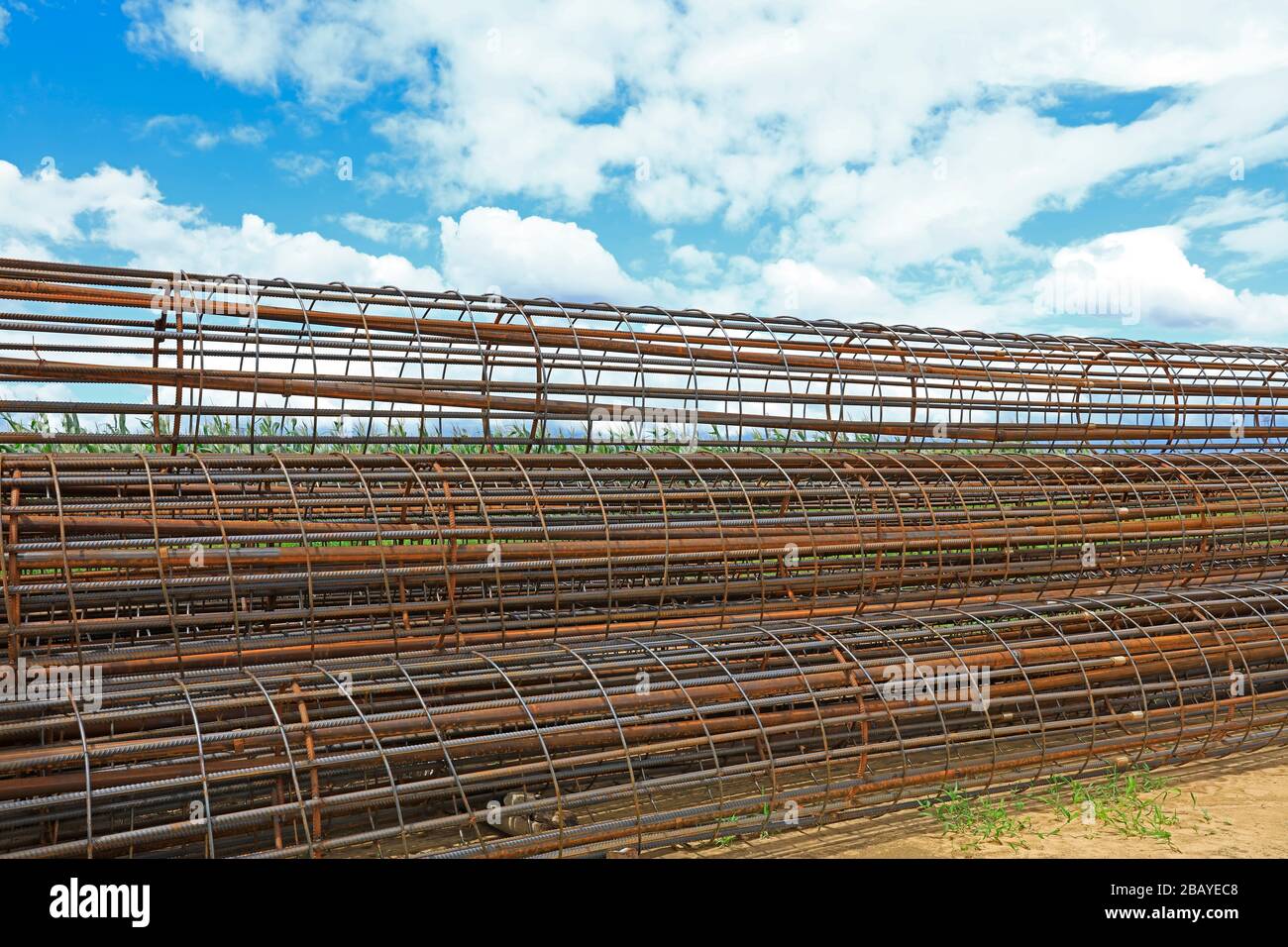 Construction of steel grid, used in bridge construction Stock Photo - Alamy