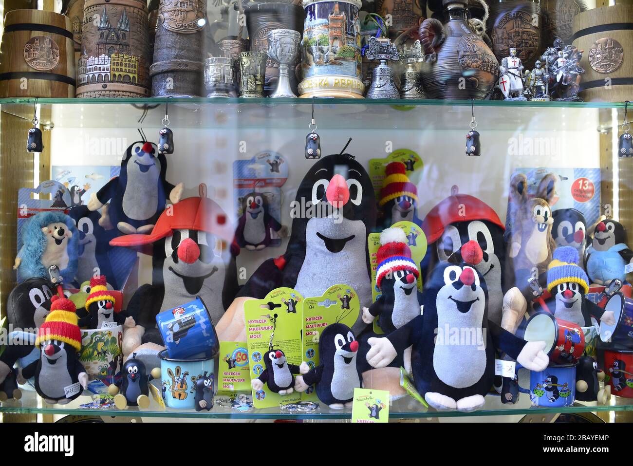 Prague, Czech Republic. August 28, 2018. Souvenir moles. The symbol of ...