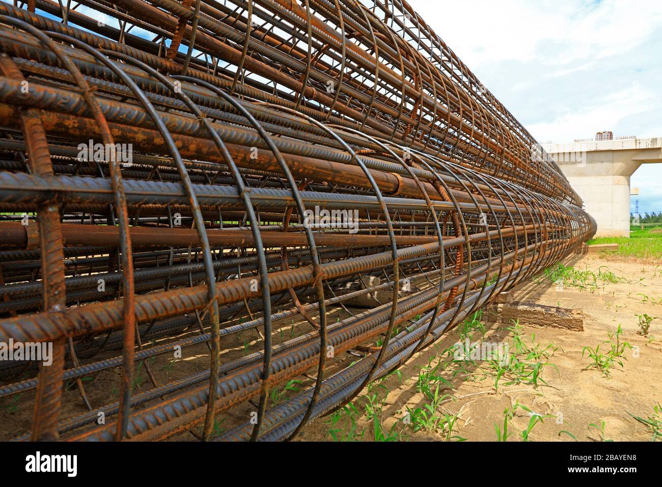Construction of steel grid, used in bridge construction Stock Photo - Alamy