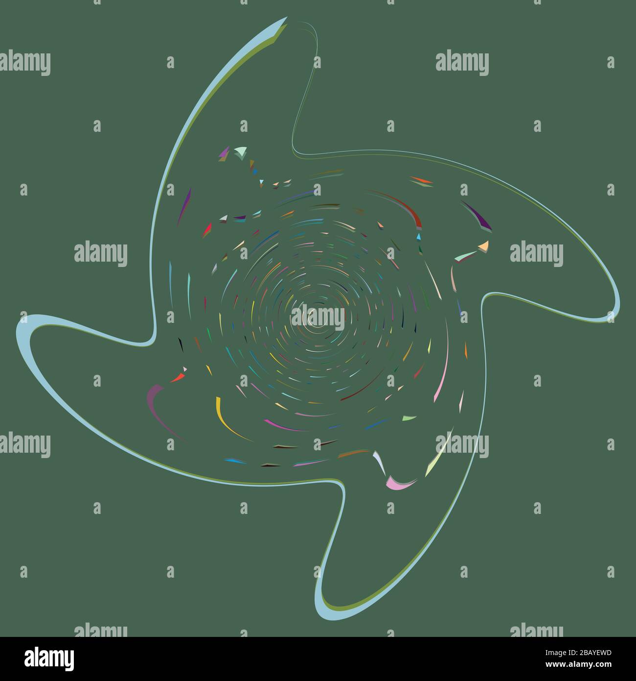 Single mottled, multi-color and colorful spiral, swirl, twirl element ...