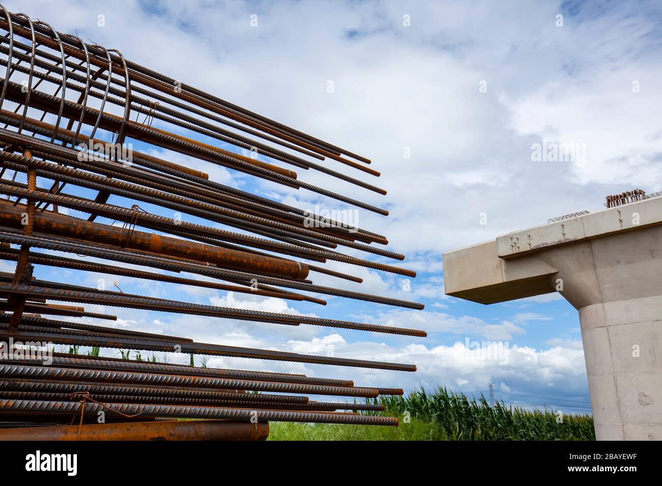 Construction of steel grid, used in bridge construction Stock Photo - Alamy