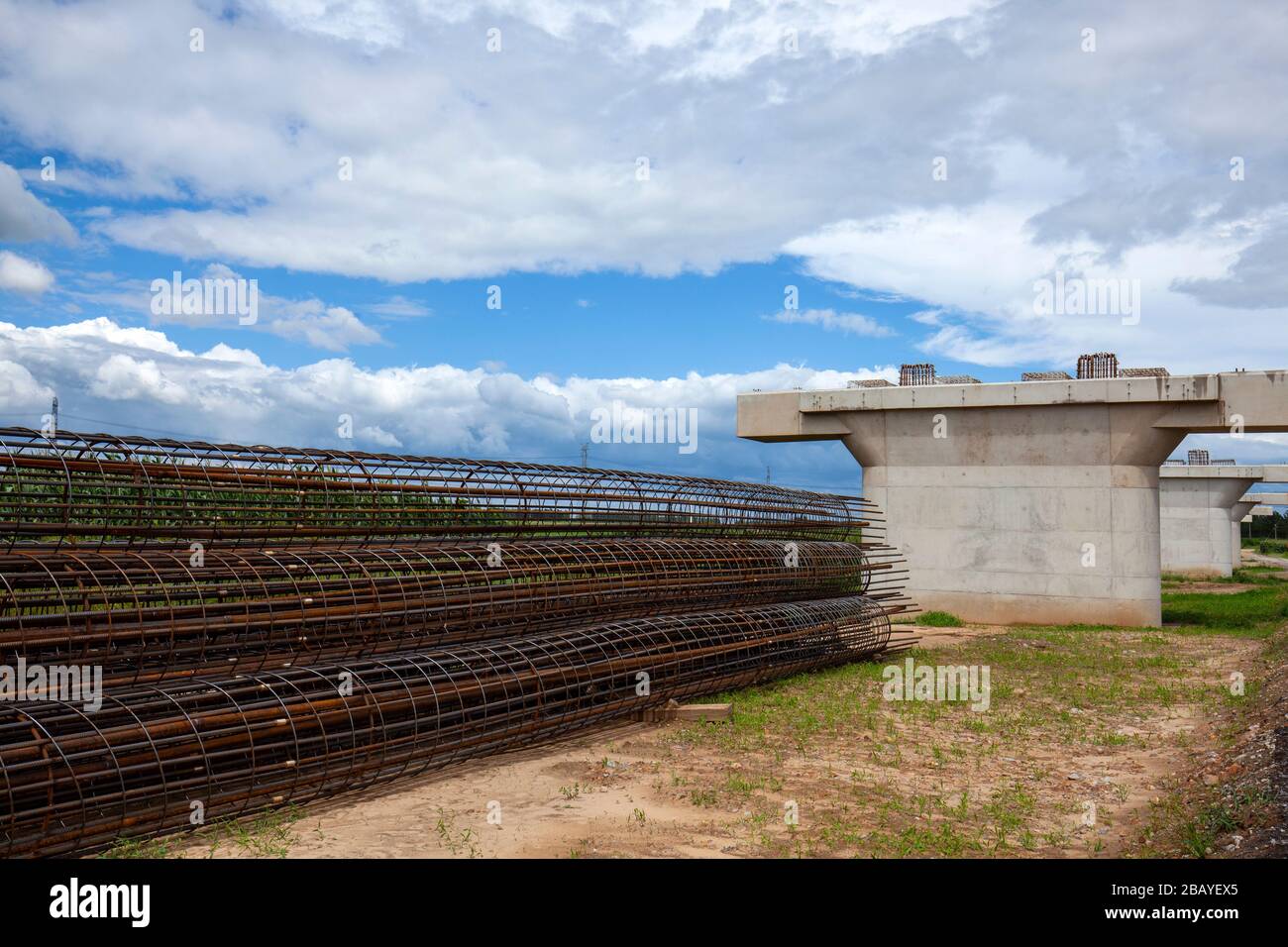 Construction of steel grid, used in bridge construction Stock Photo - Alamy