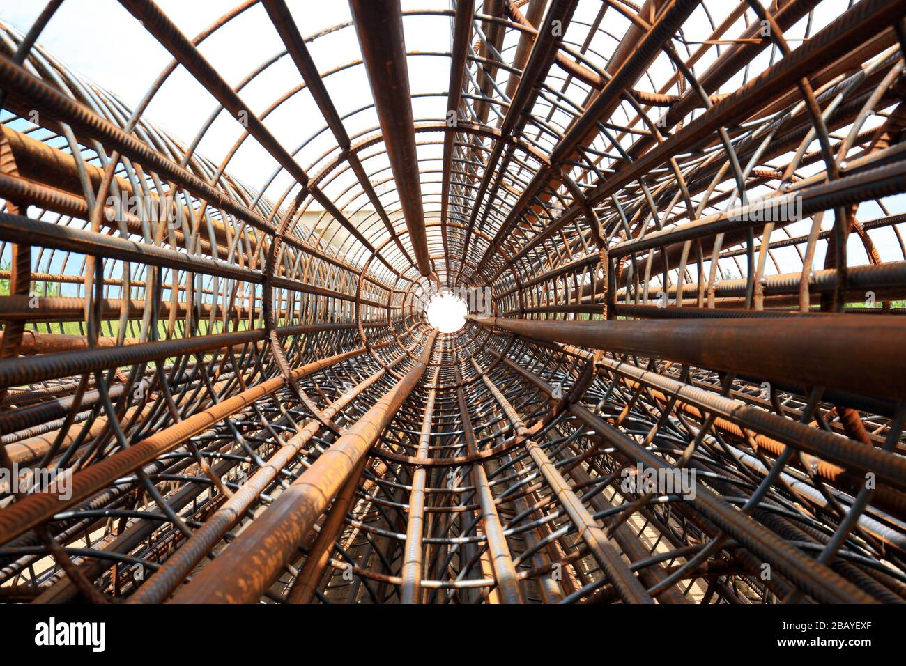 Construction of steel grid, used in bridge construction Stock Photo - Alamy