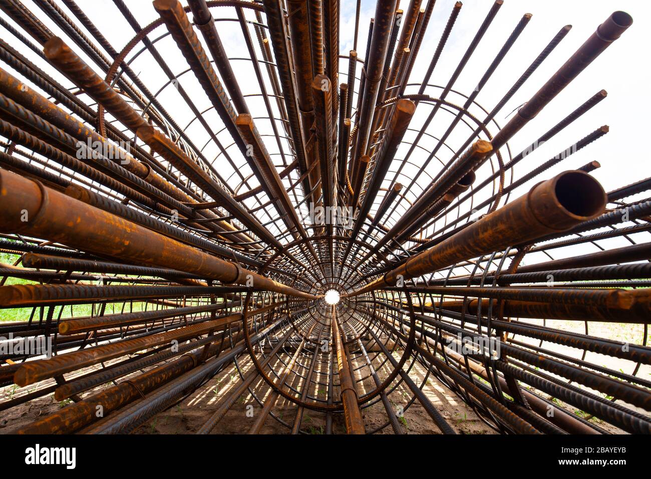 Construction of steel grid, used in bridge construction Stock Photo - Alamy