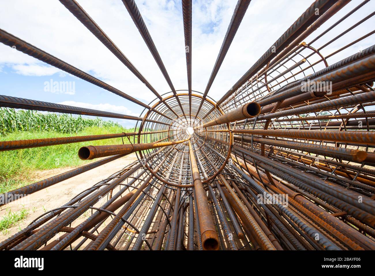 Construction of steel grid, used in bridge construction Stock Photo - Alamy
