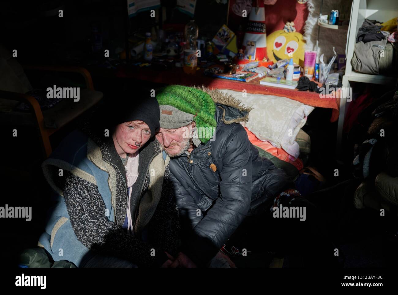 Homeless people sleeping under bridge hi-res stock photography and ...