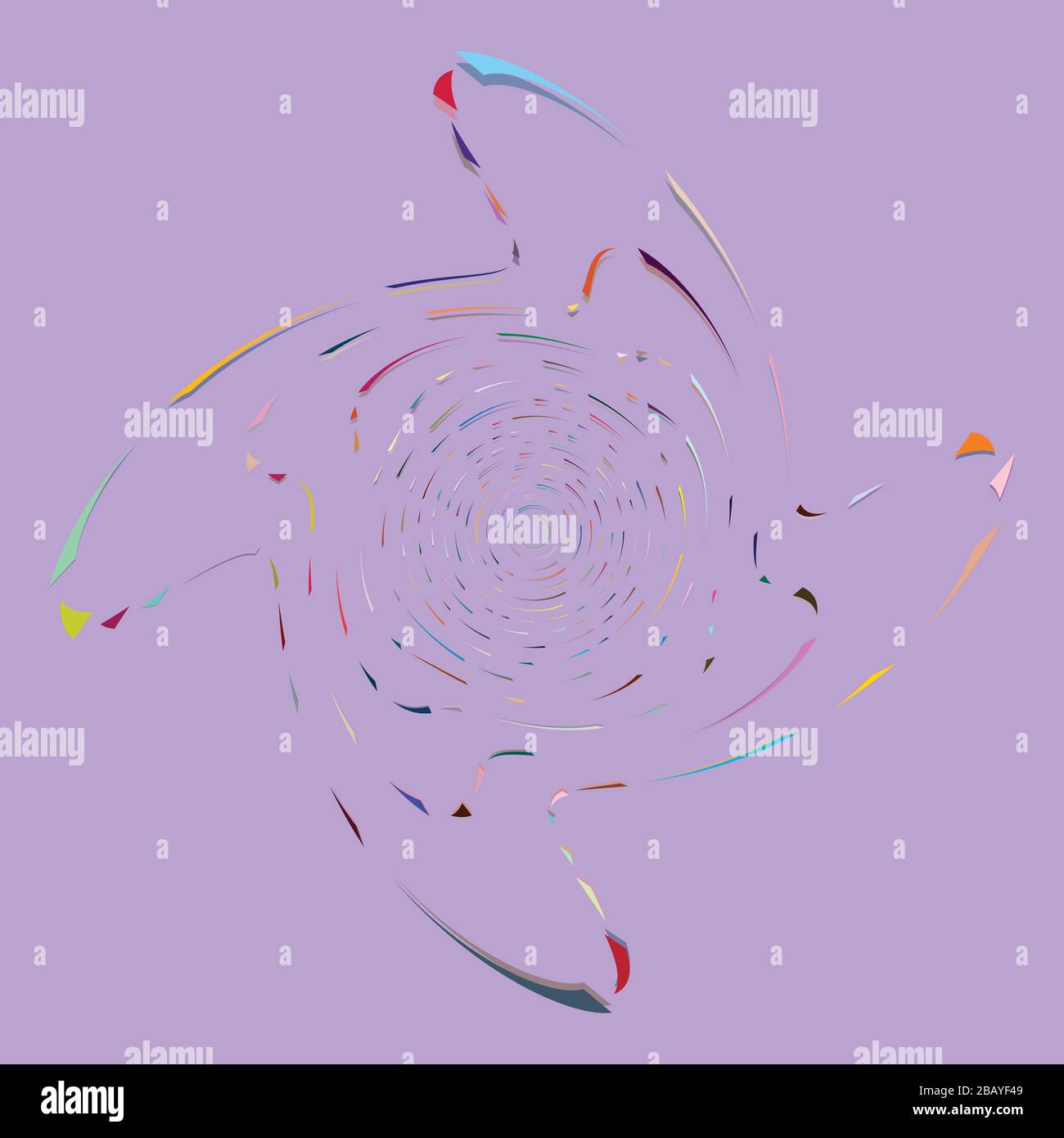 Single mottled, multi-color and colorful spiral, swirl, twirl element ...