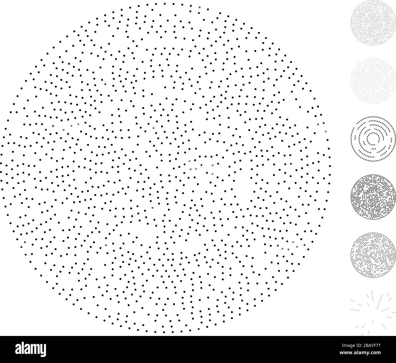 Random dots, circles abstract. Speckles, dotted radial, radiating ...
