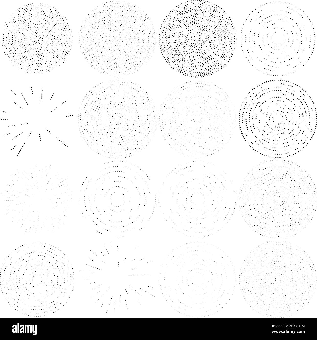 Random dots, circles abstract. Speckles, dotted radial, radiating ...