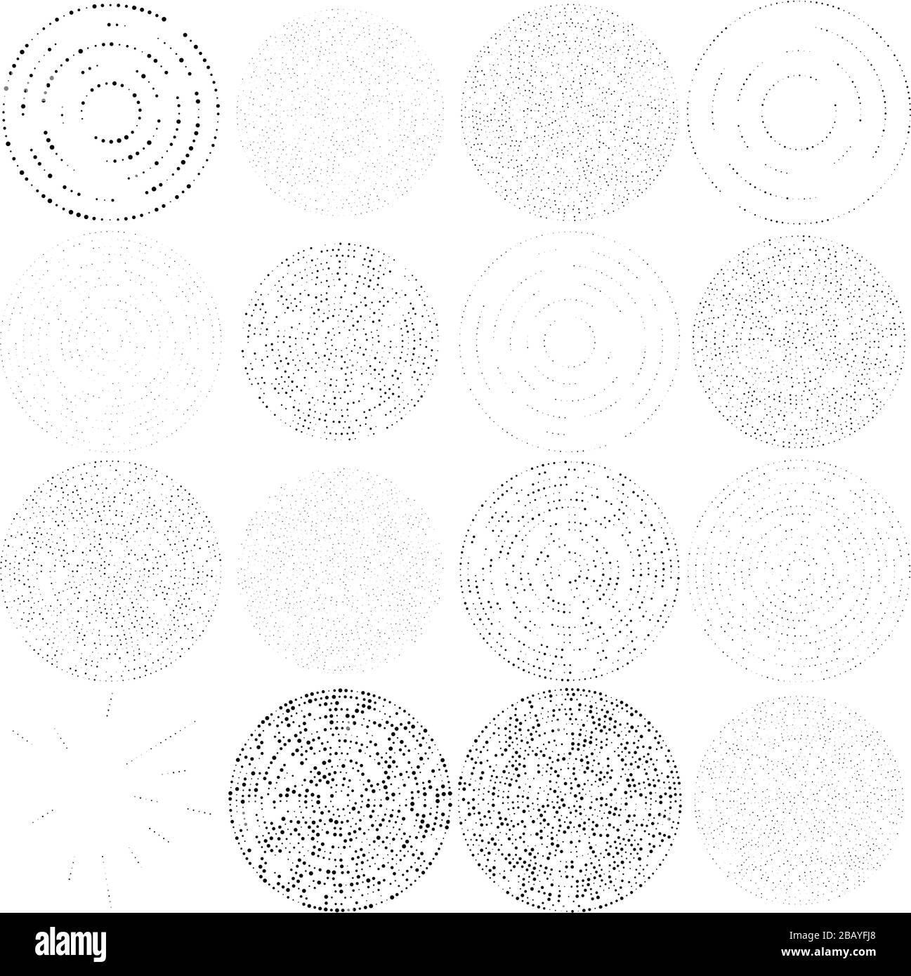 Random dots, circles abstract. Speckles, dotted radial, radiating ...