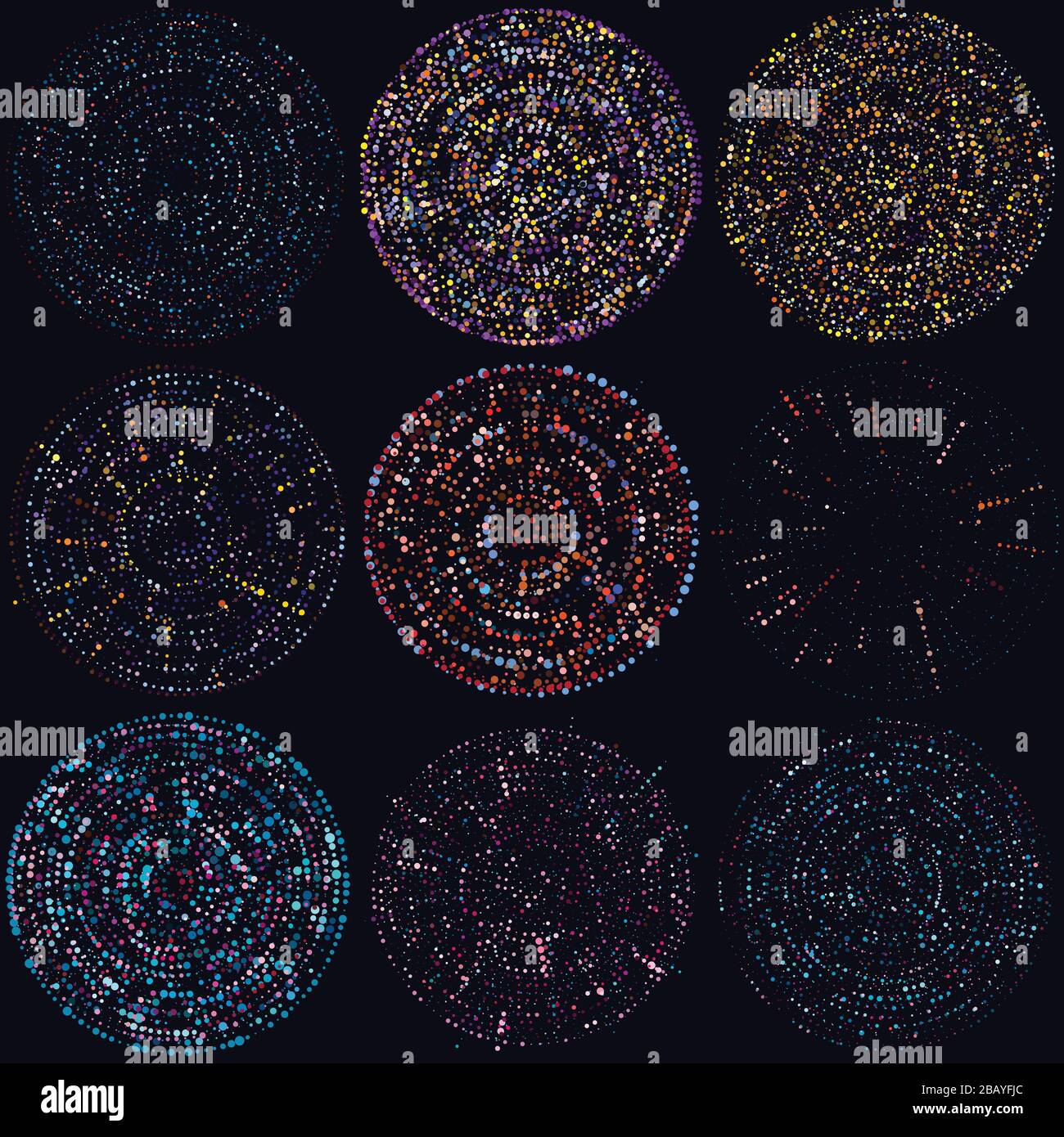 Random dots, circles abstract. Speckles, dotted radial, radiating ...