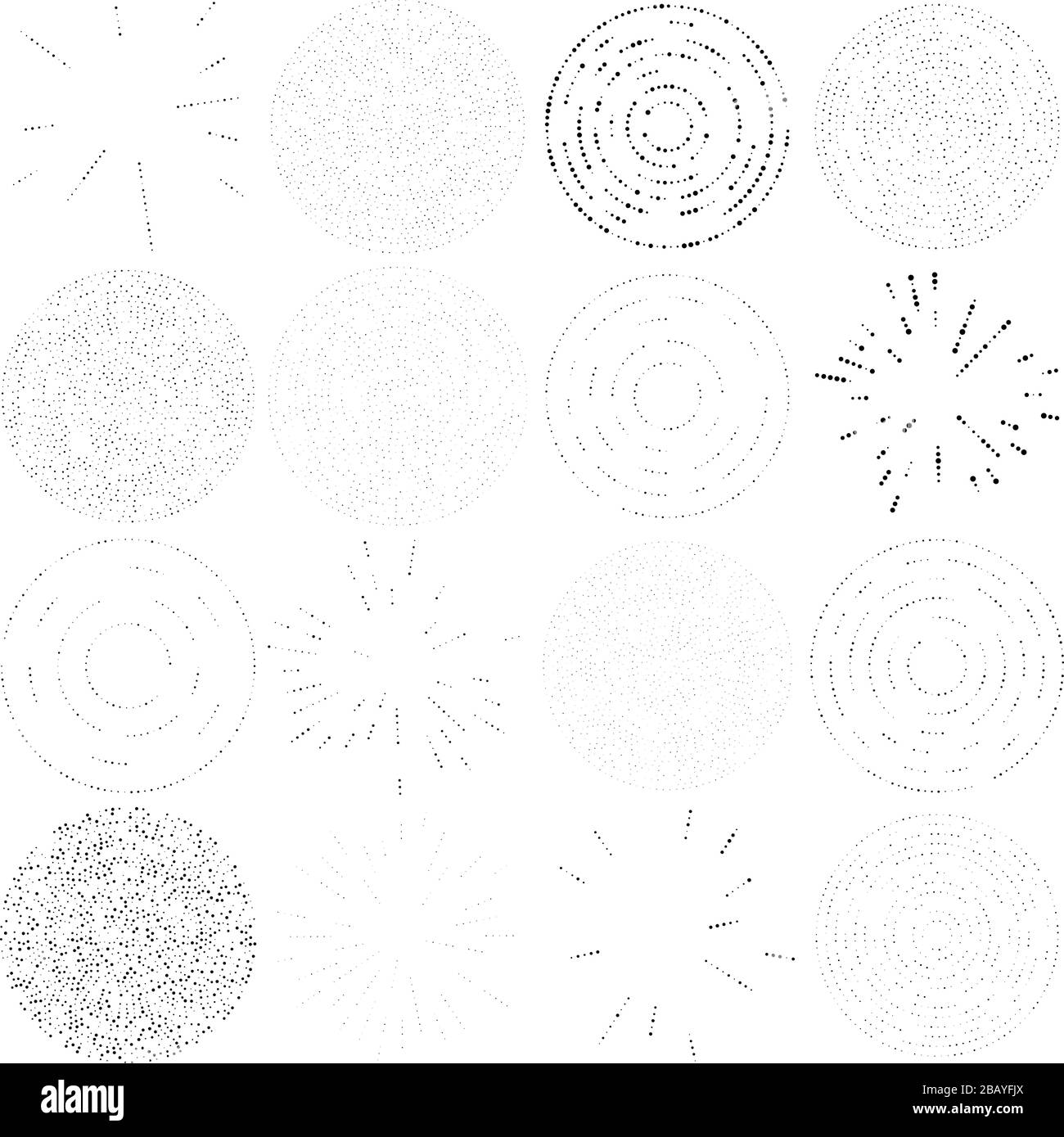 Random dots, circles abstract. Speckles, dotted radial, radiating ...