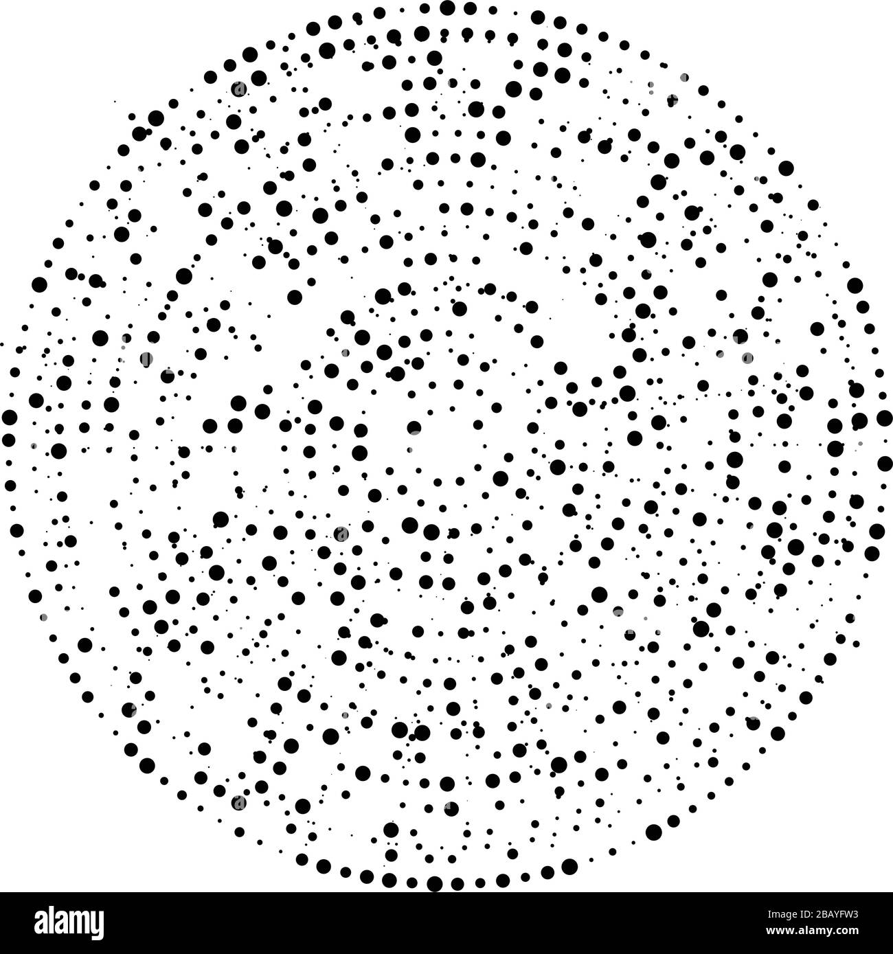 Random dots, circles abstract. Speckles, dotted radial, radiating ...