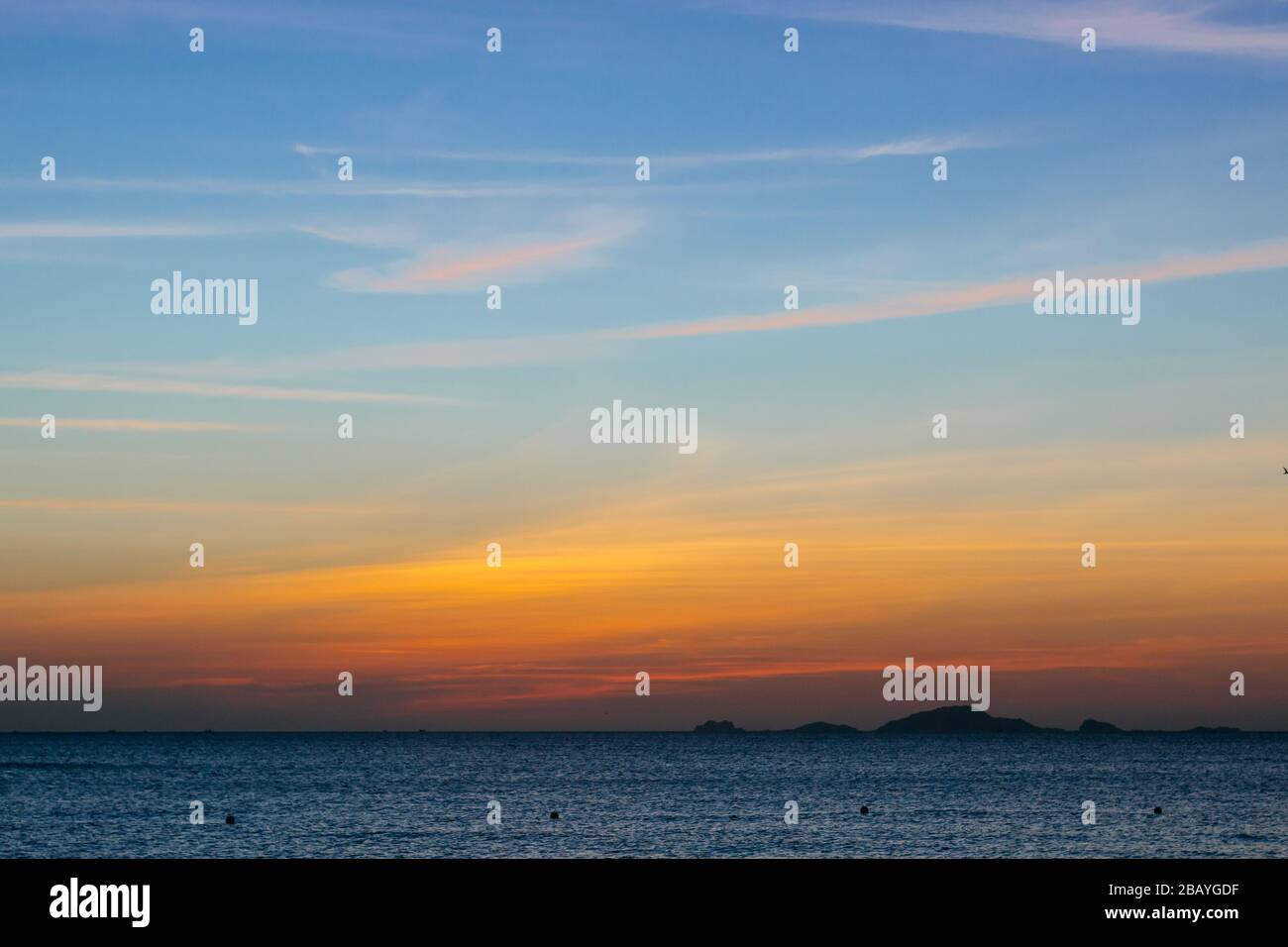 Colorful dawn, sunset on a calm sea, sunrise. Beautiful sea background ...