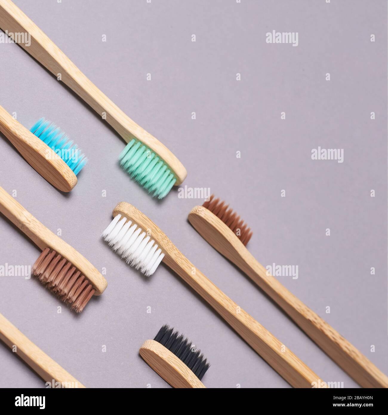 Set of bamboo toothbrushes. Different color Stock Photo - Alamy