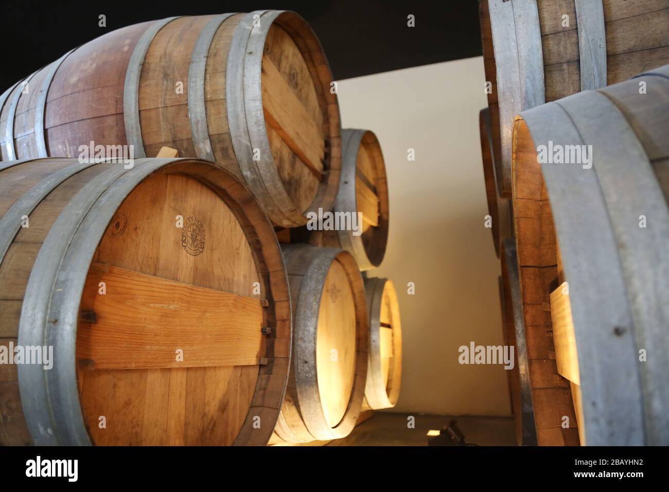 Stacked Wine Barrels Stock Photo - Alamy