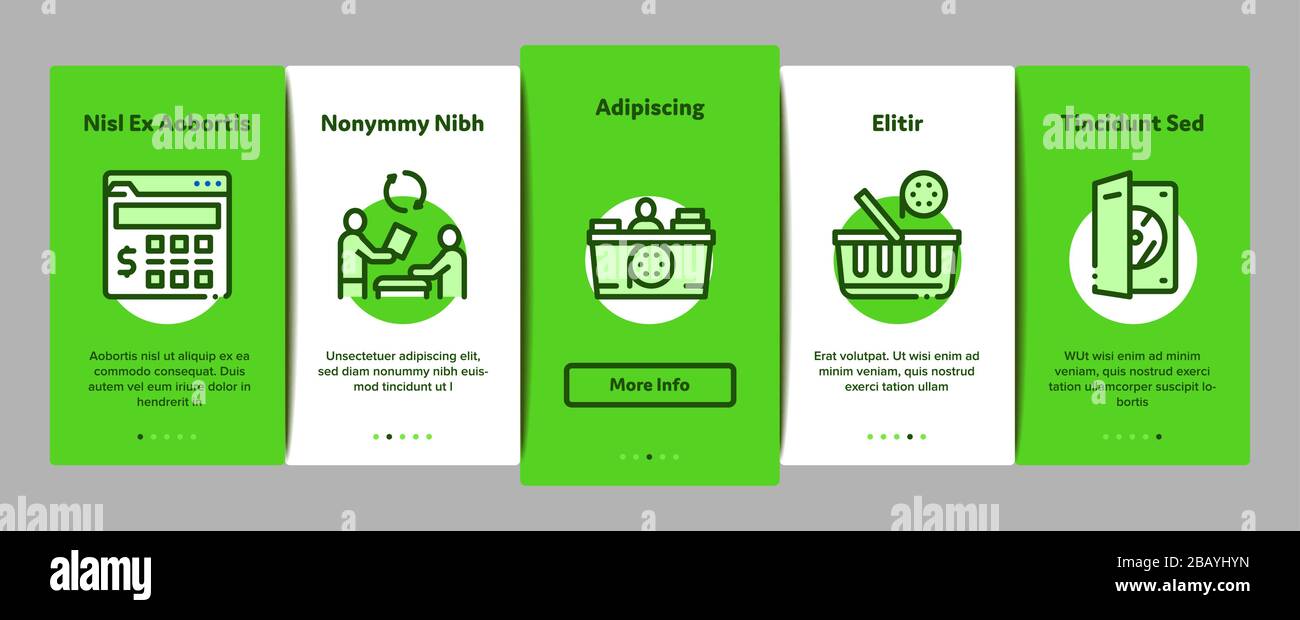 Renting Movies Service Onboarding Elements Icons Set Vector Stock ...