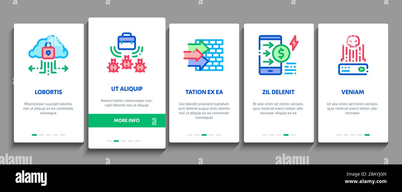 Pentesting Software Onboarding Elements Icons Set Vector Stock Vector ...