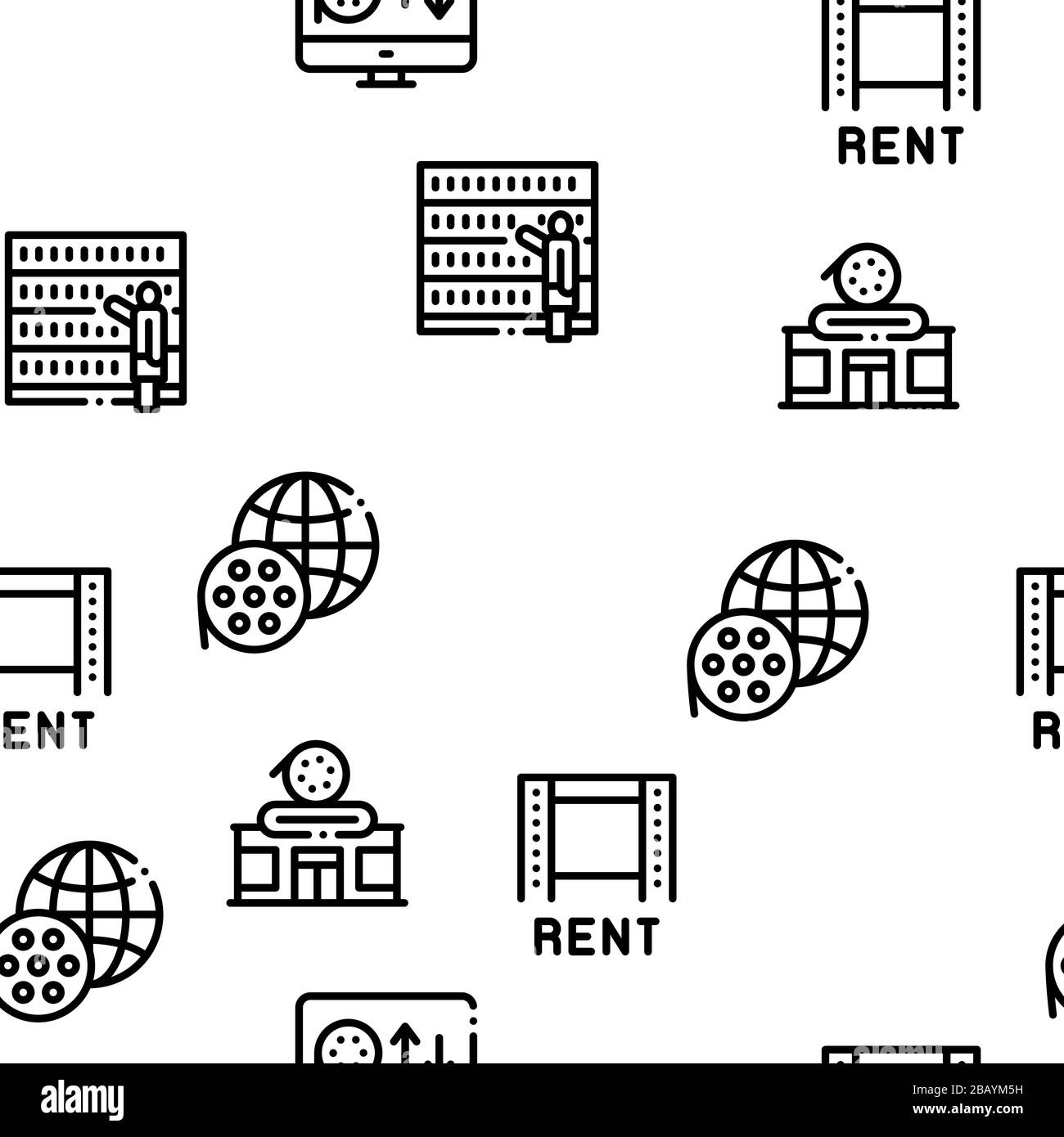 Renting Movies Service Seamless Pattern Vector Stock Vector Image & Art ...