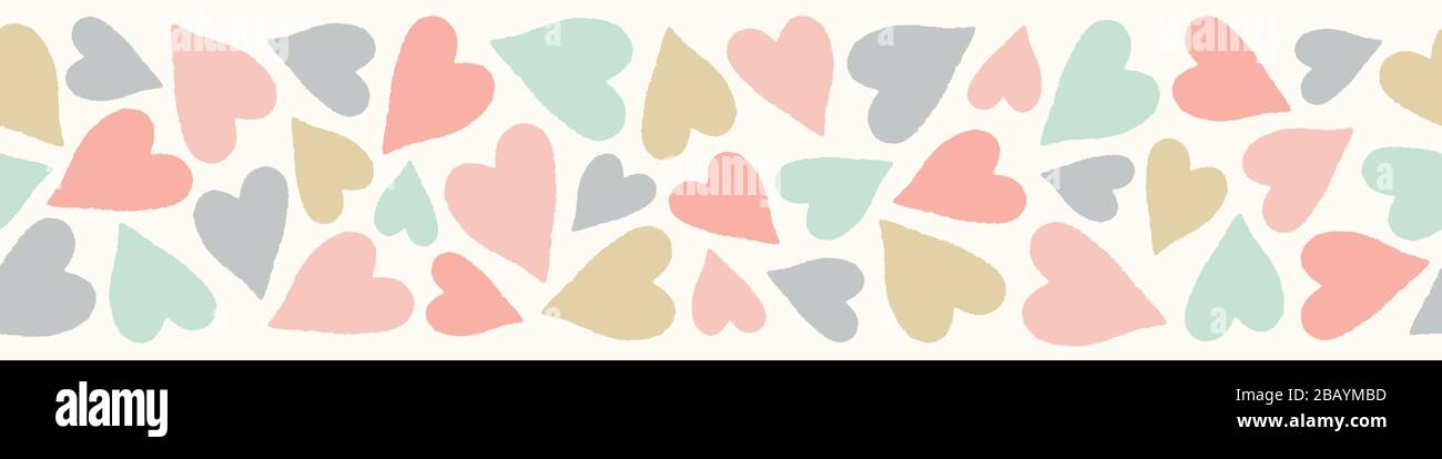 Heart pattern banner. Cute vector border design in pastel colours Stock ...