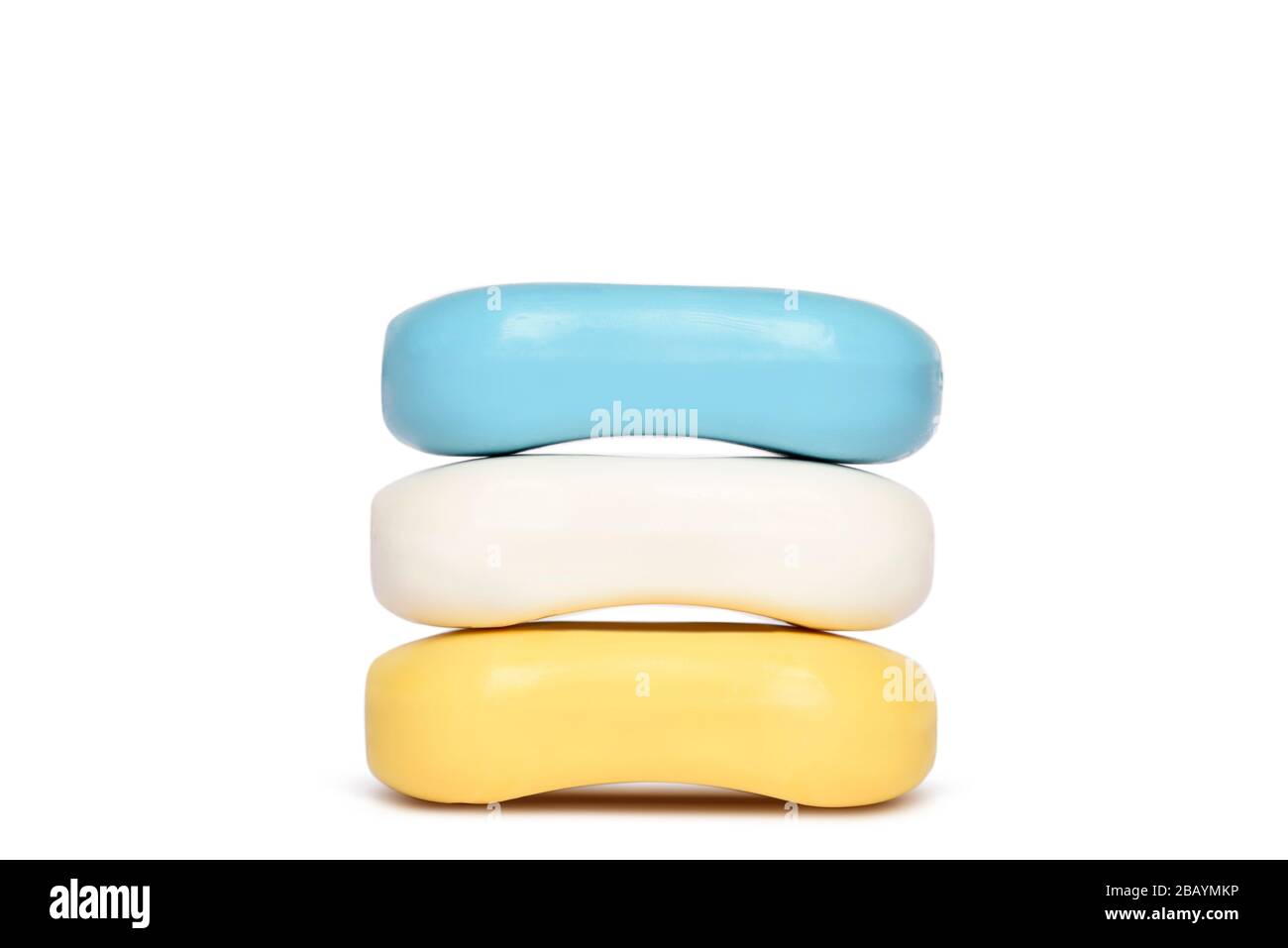 Yellow, White, Bule Color Soap together on White Background Stock Photo ...