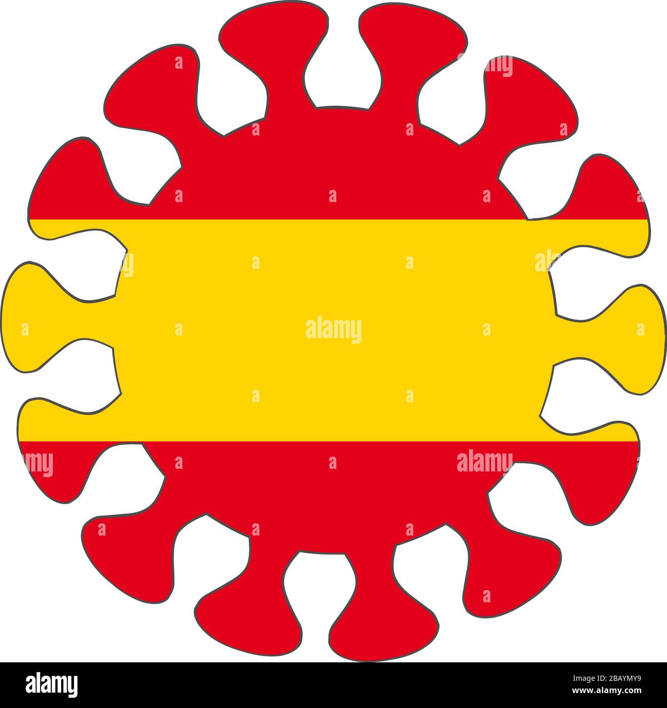 Illustration of a virus with spanish flag in the middle Stock Photo - Alamy