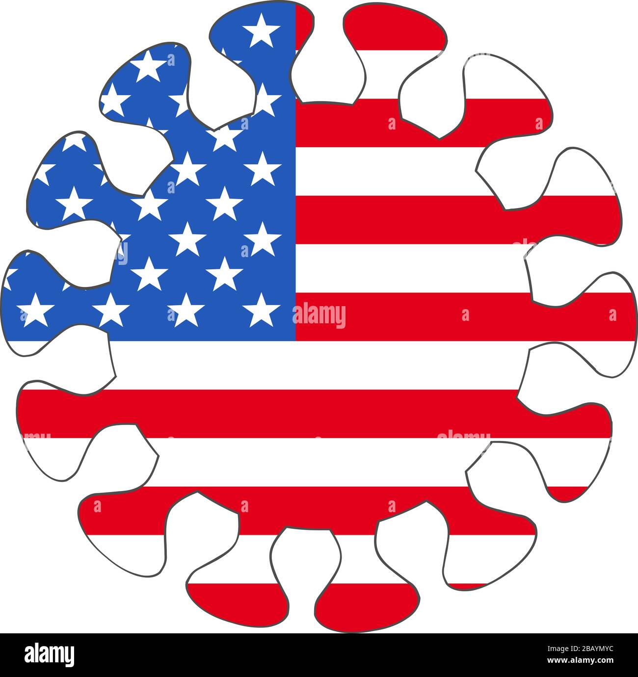 Illustration of a virus with American flag in the middle Stock Photo ...