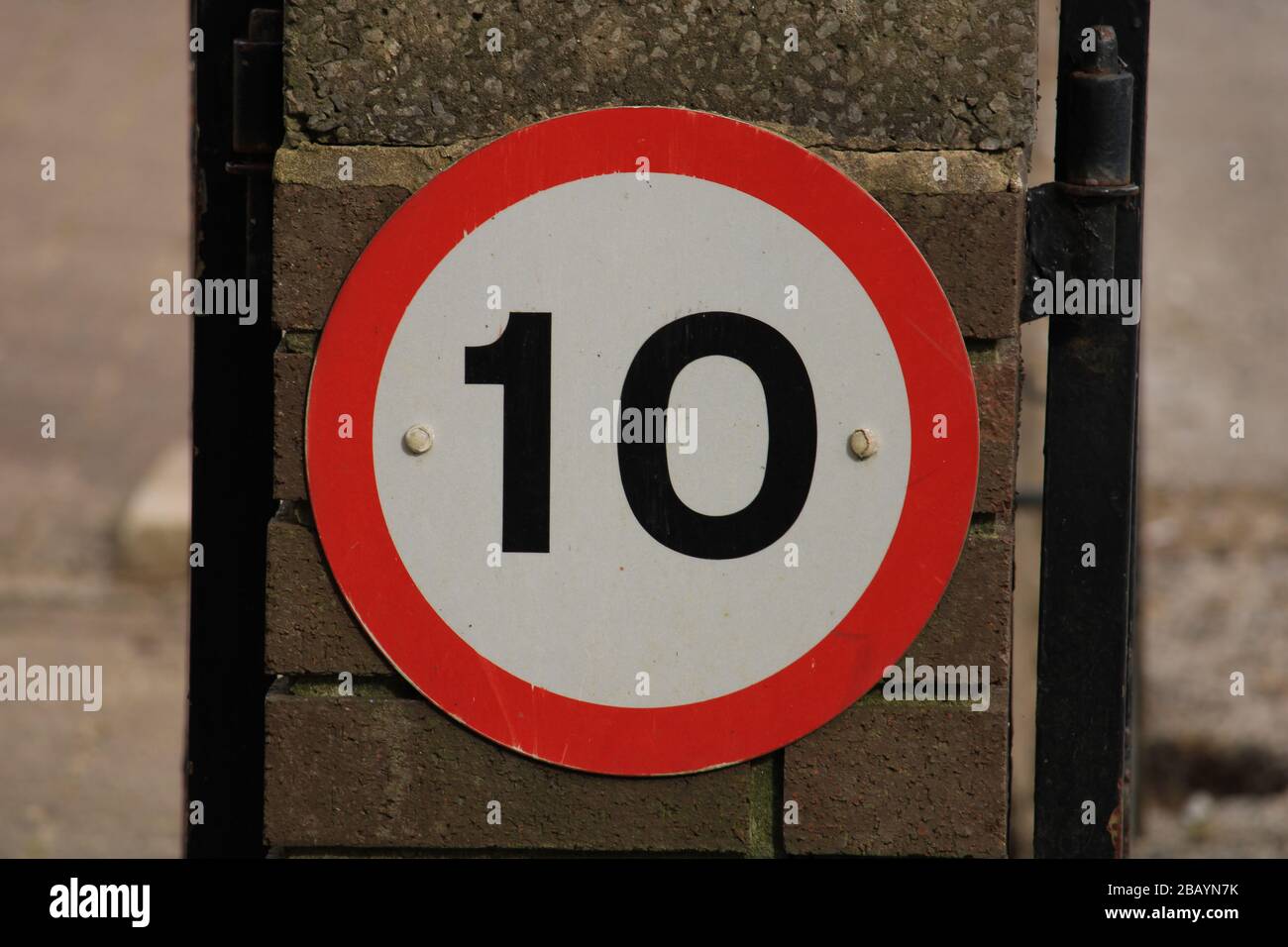 UK, England, Cumbria, sign, signpost, 10mph sign, speed sign, highway ...