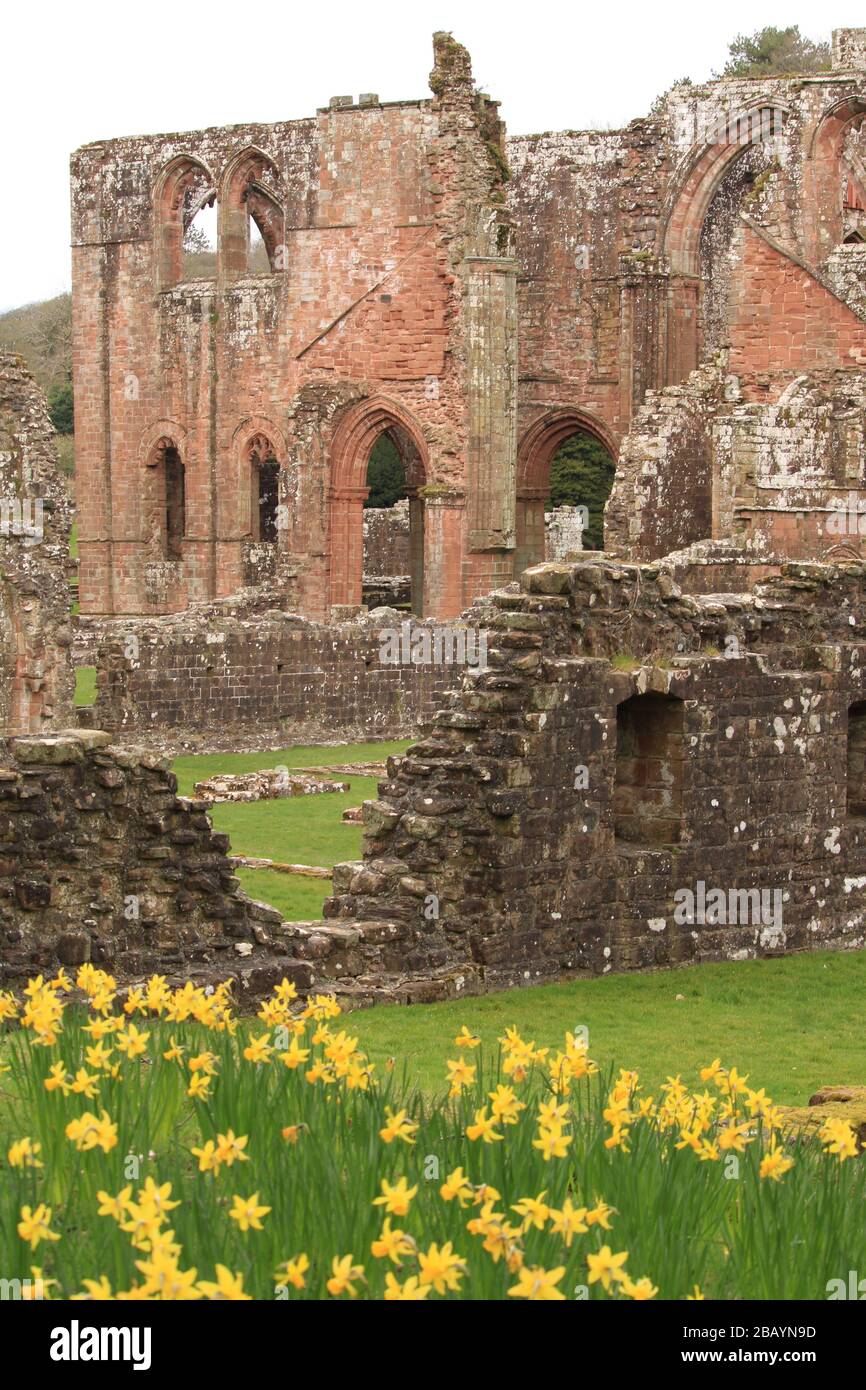 UK Furness Abbey, Signpost, Spring, Springtime, Cumbria, Barrow In ...