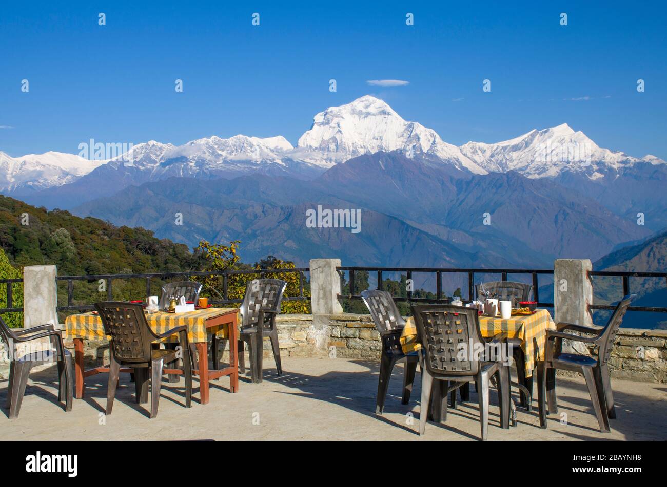 Himalayas view with table hi-res stock photography and images - Alamy